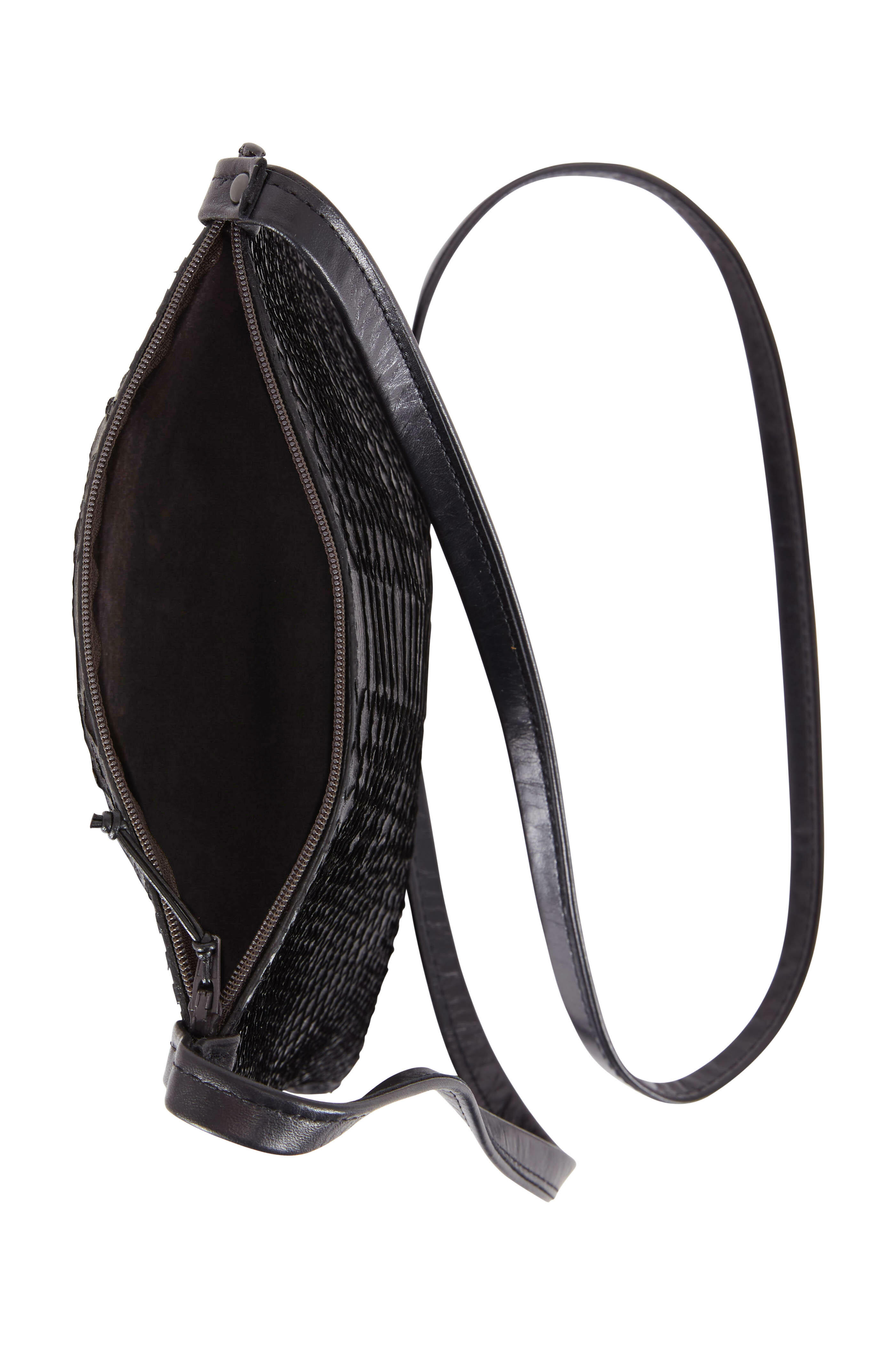 B May Bags - Strappy Black Python Pouch Crossbody