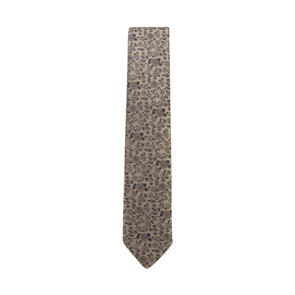 Geoff Nicholson - Grey Floral Silk Tie | Mitchell Stores