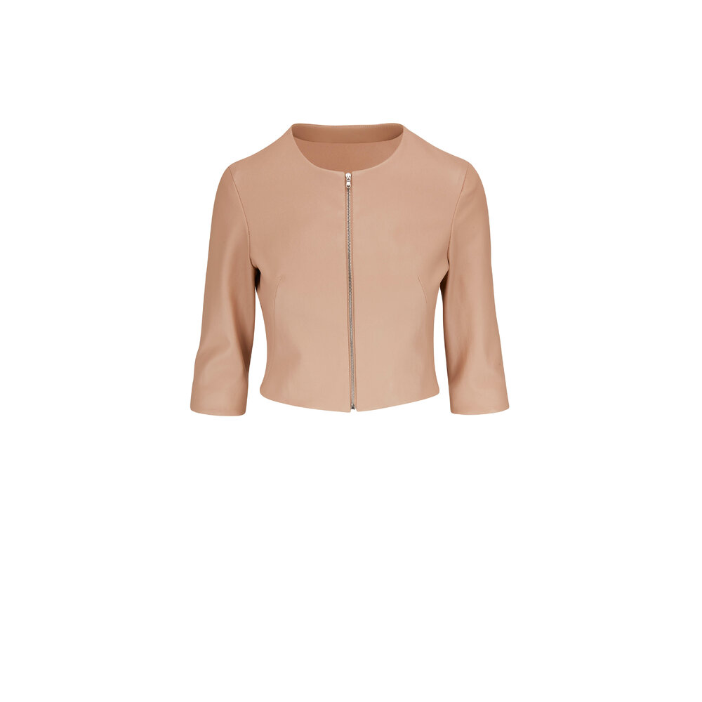 Susan Bender - Stretch Leather Cropped Cardigan Jacket