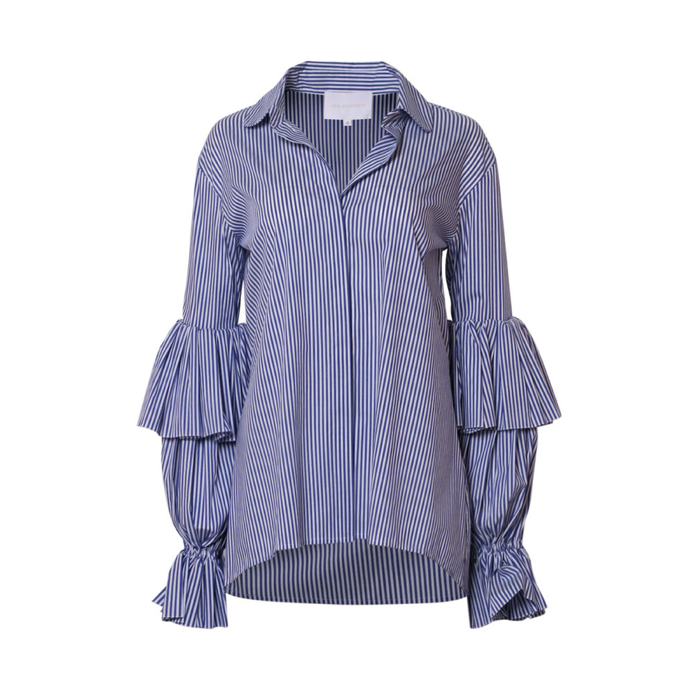 Leal Daccarett - Blue and White Stripe Ila Button Down Blouse