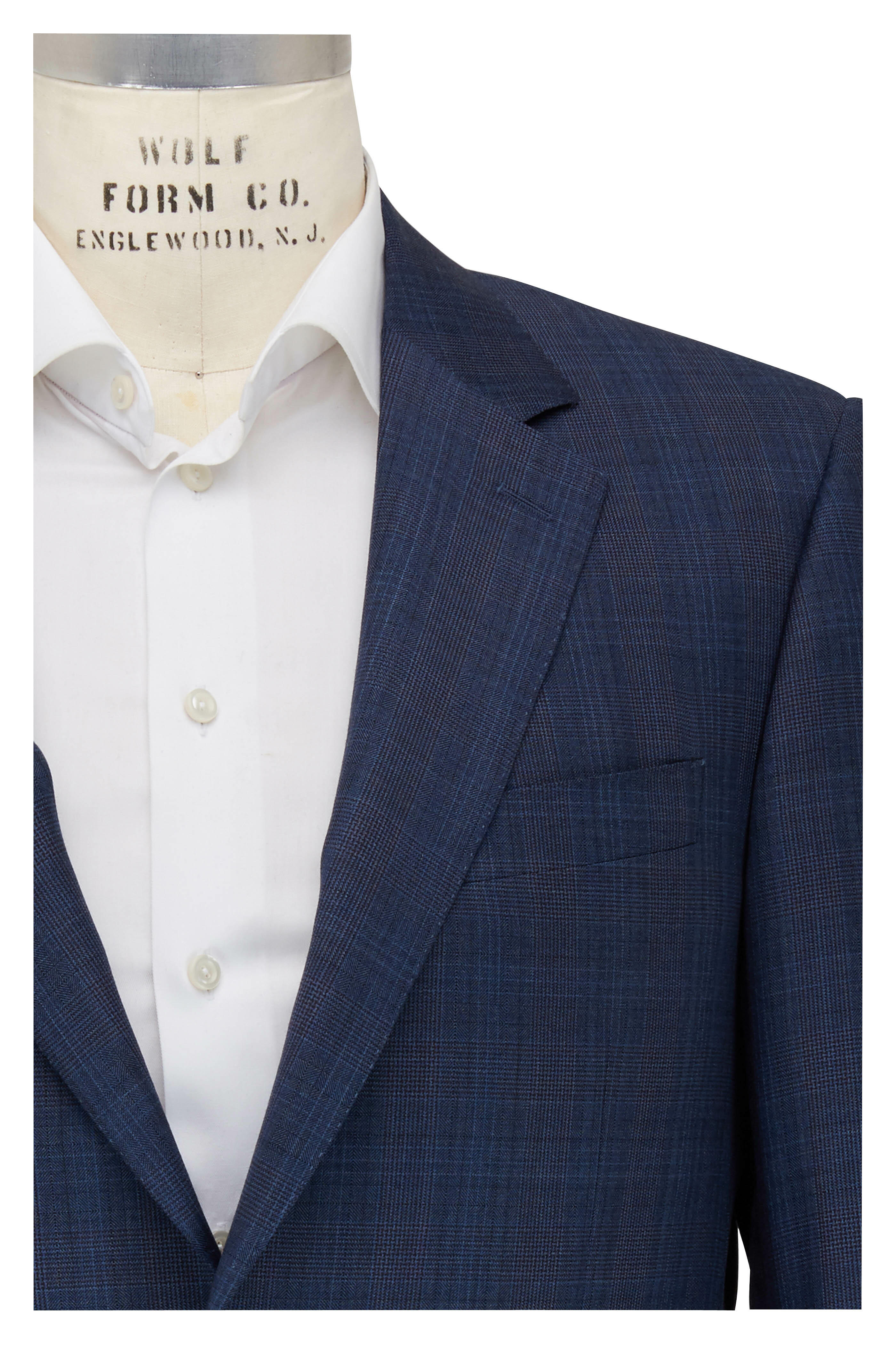 Canali - Navy Blue Tonal Plaid Wool Suit | Mitchell Stores