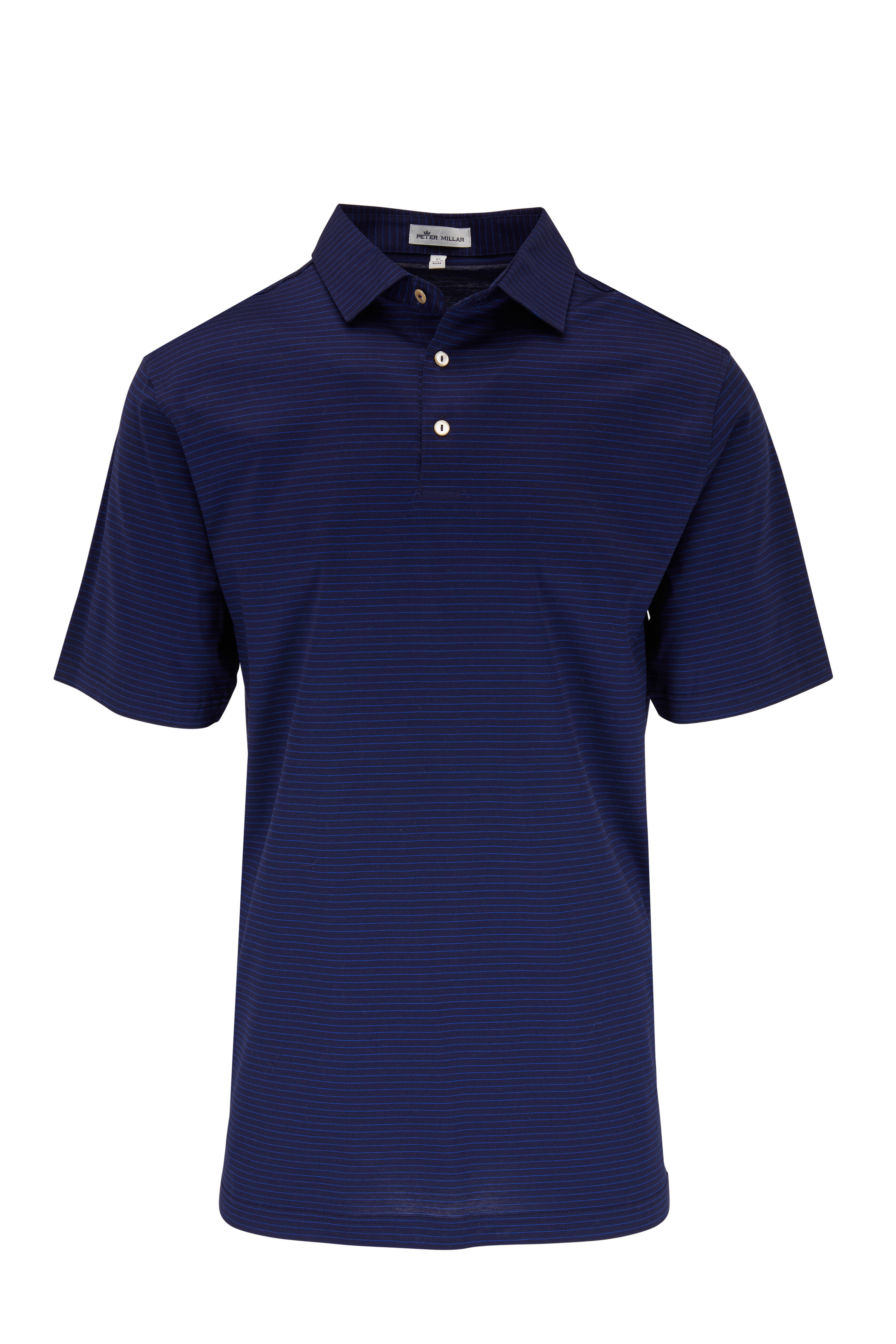 Peter Millar - Navy Blue Olcott Stripe Short Sleeve Polo