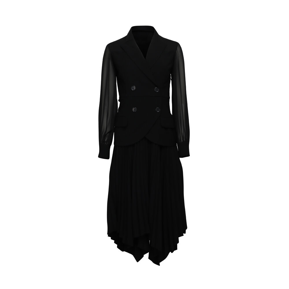 Theo The Label - Atlas Black Pleated Chiffon Dress
