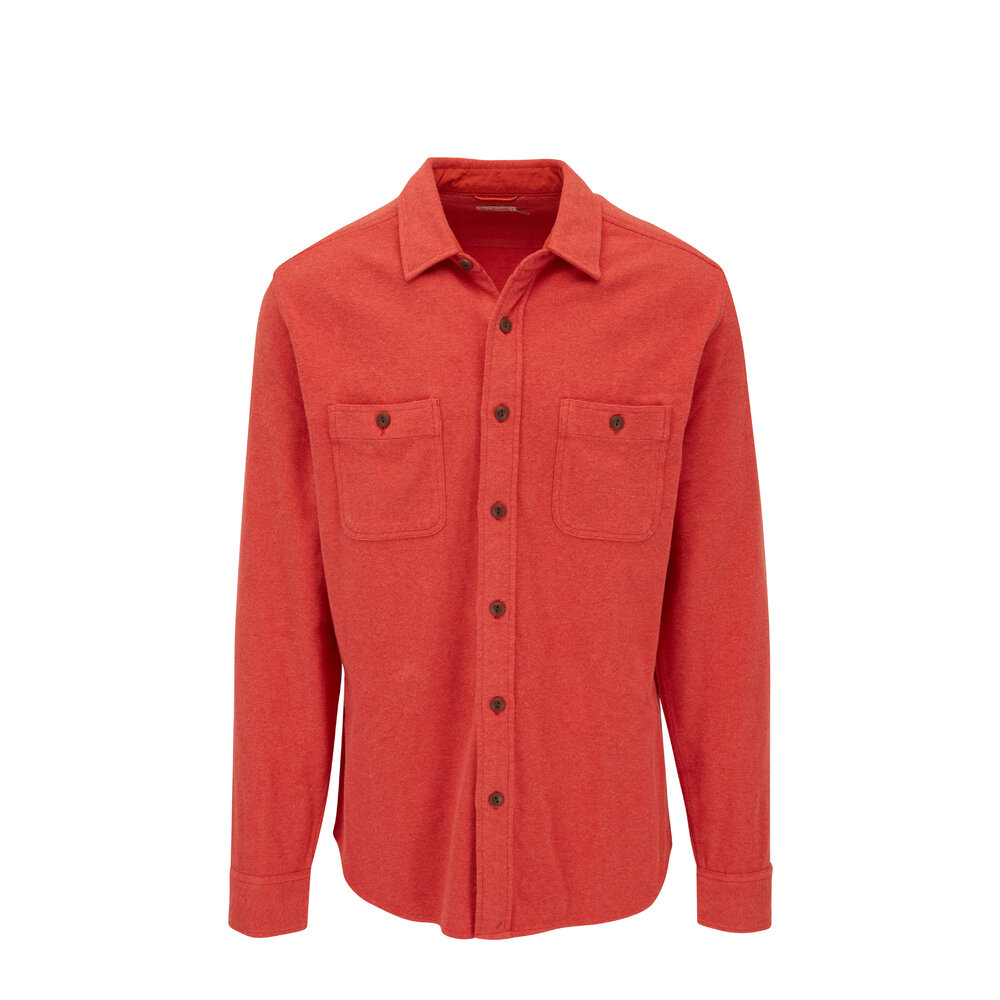 Faherty Brand - Alpine Bright Rust Heather Knit Sport Shirt