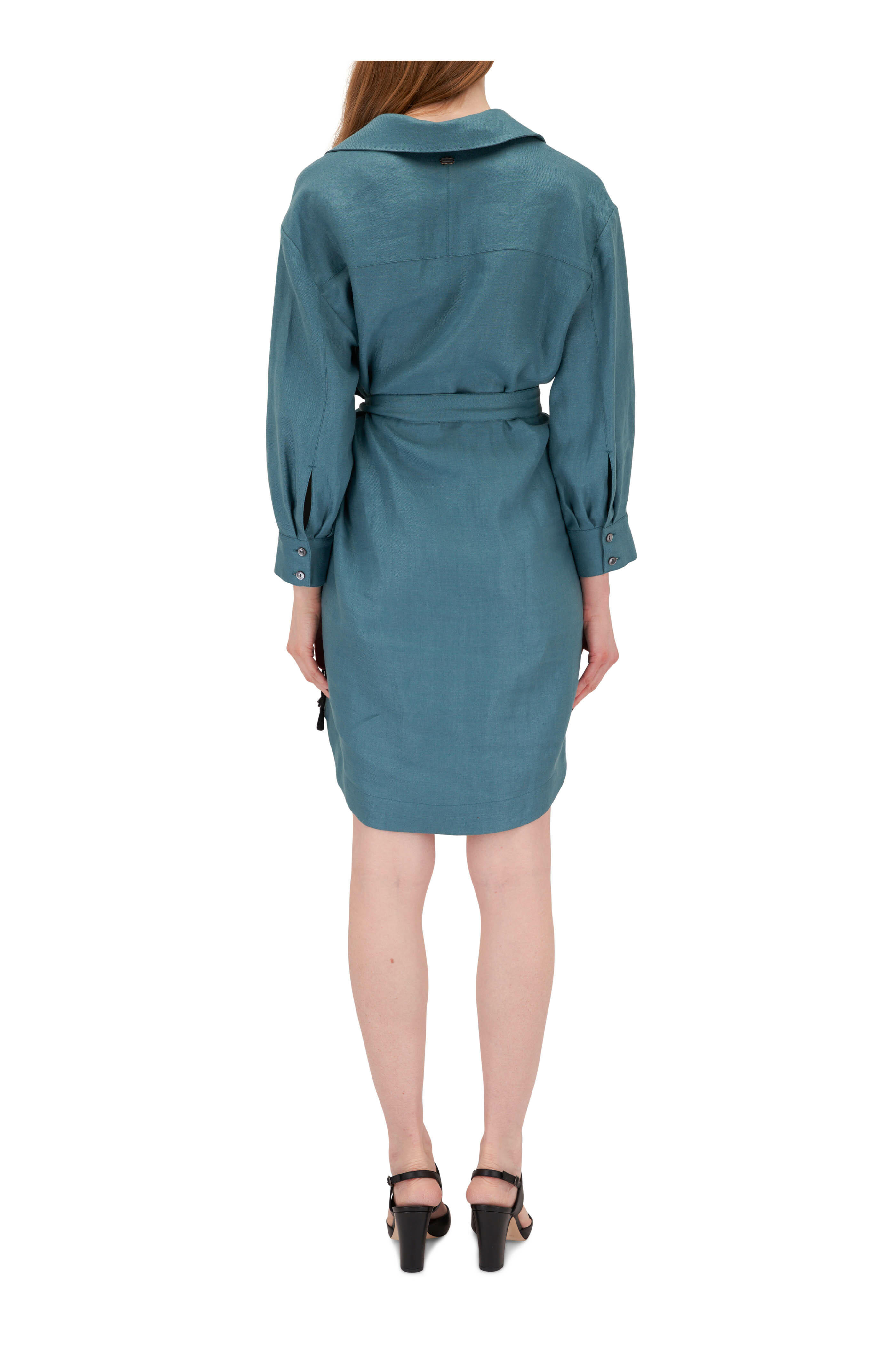 Agnona - Batavia Moss Green Linen Dress | Mitchell Stores