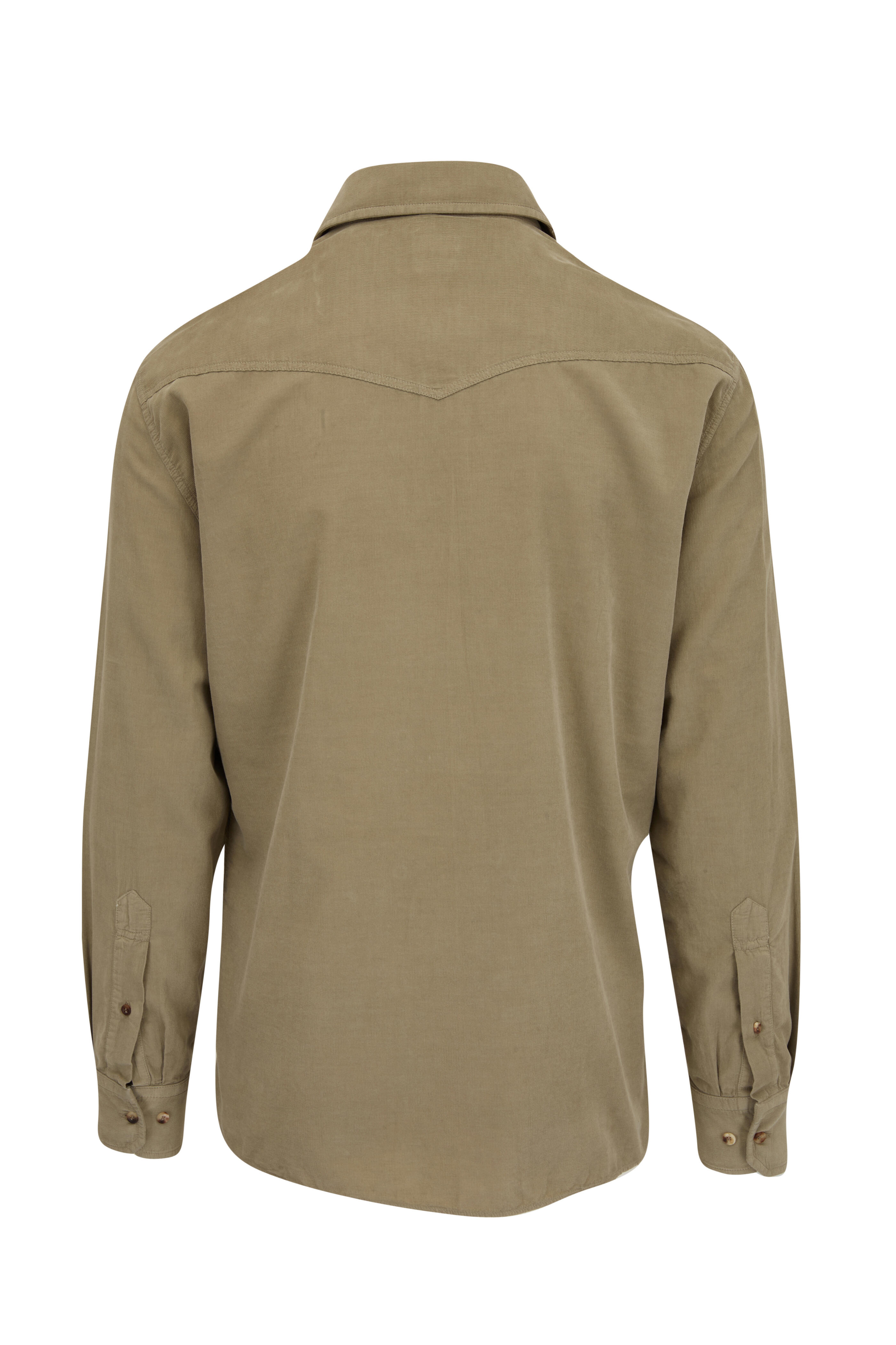 Brunello Cucinelli - Olive Corduroy Western Shirt Brunello Cucinelli - Olive Corduroy Western Shirt