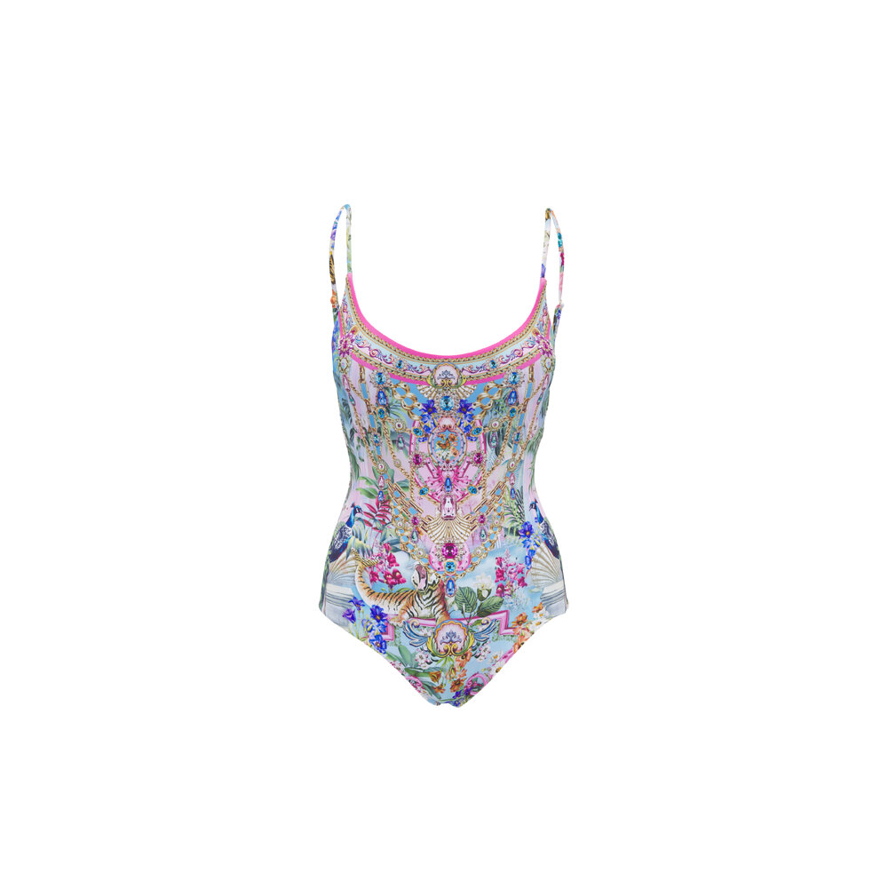 Camilla - Crystal Embellished Scoop Neck Bathing Suit
