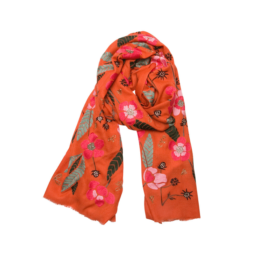 Janavi - Saffron Bounty Cashmere Wrap in Orange | Mitchell Stores