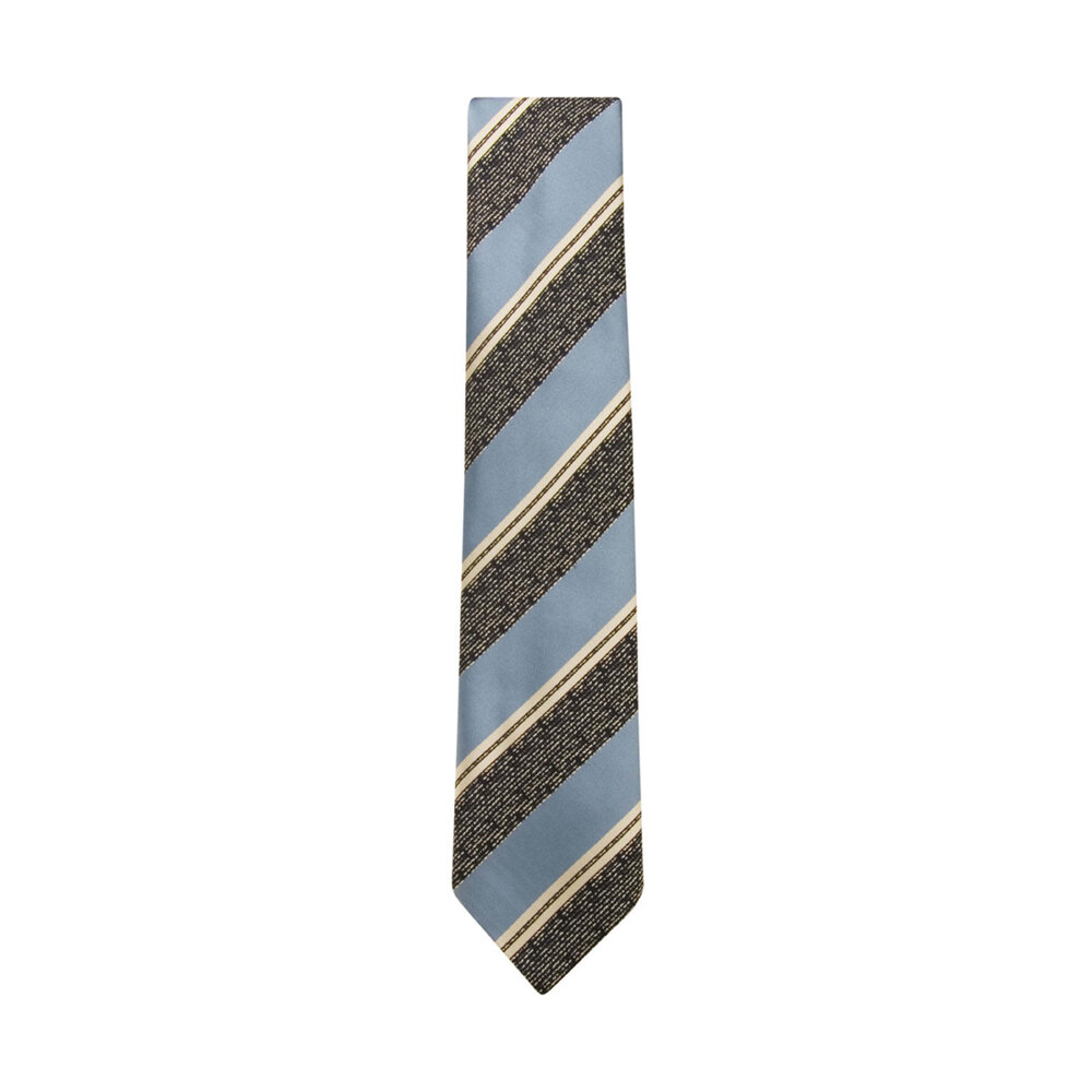 Geoff Nicholson - Navy and Light Blue Stripe Silk Tie