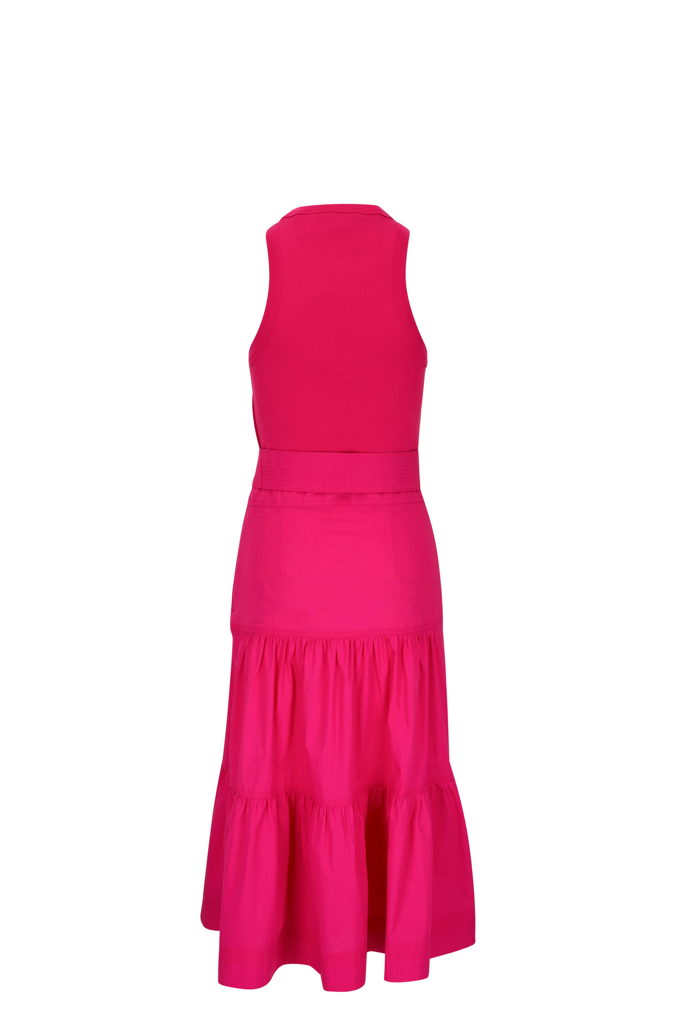Veronica Beard - Austyn Fuchsia Tie Waist Midi Dress