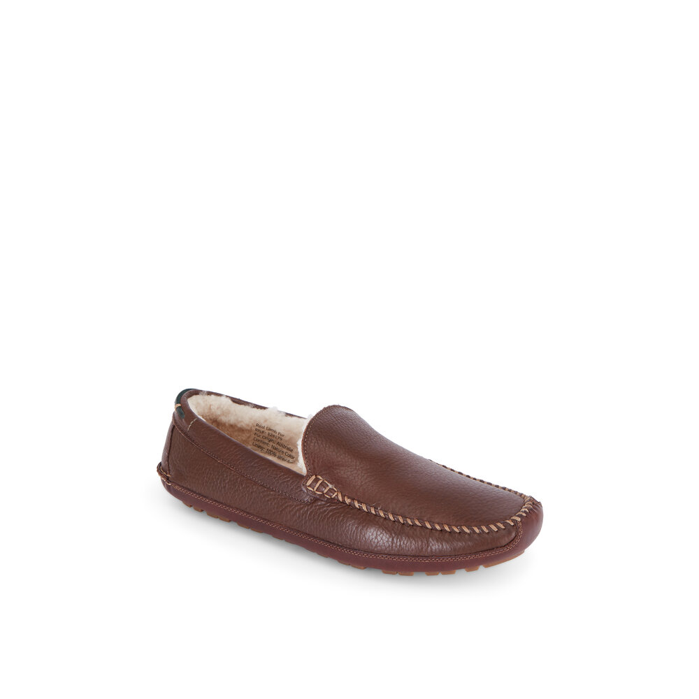 Trask - Denton Brown Leather Shearling Lined Loafer