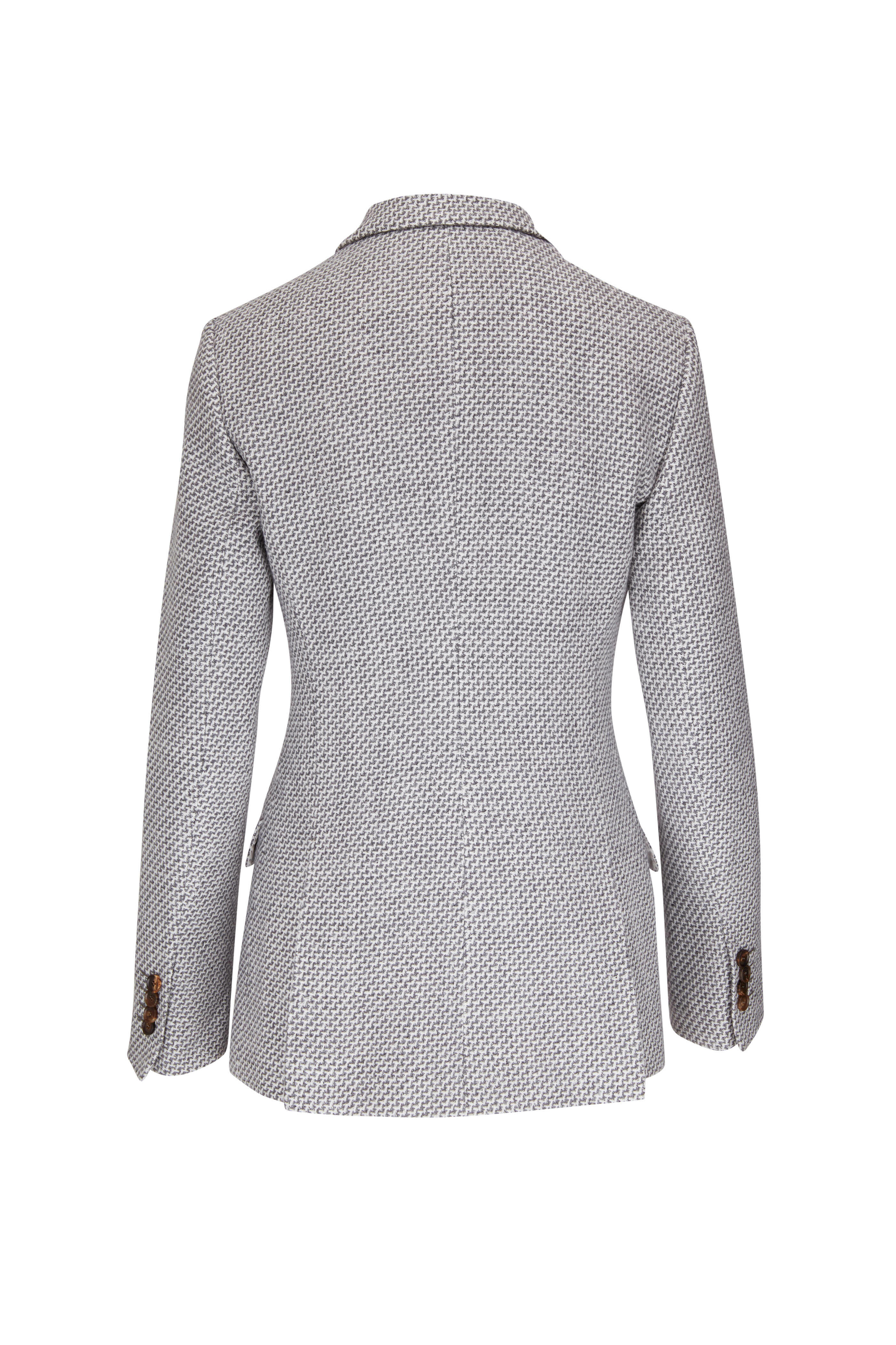 Kiton - Gray Birdseye Double Breasted Jacket | Mitchell Stores