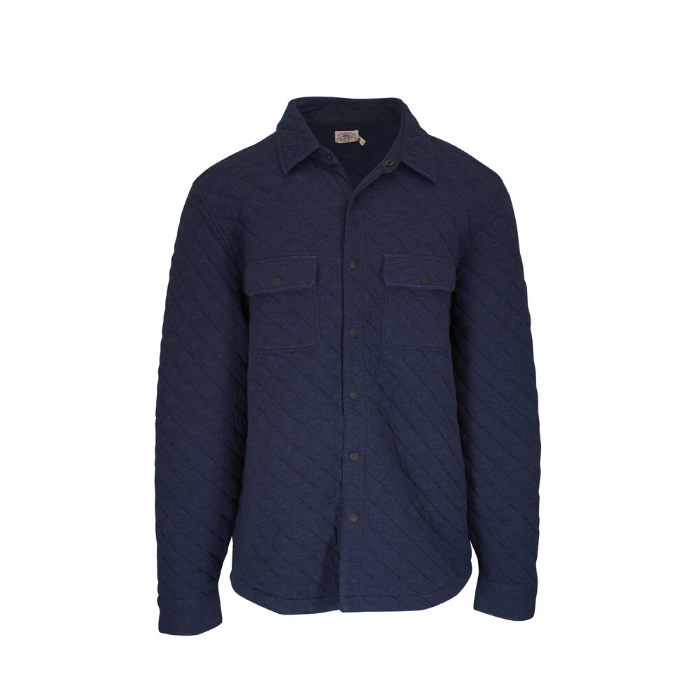 Faherty Brand - Epic Navy Mélange Quilted Fleece CPO Jacket