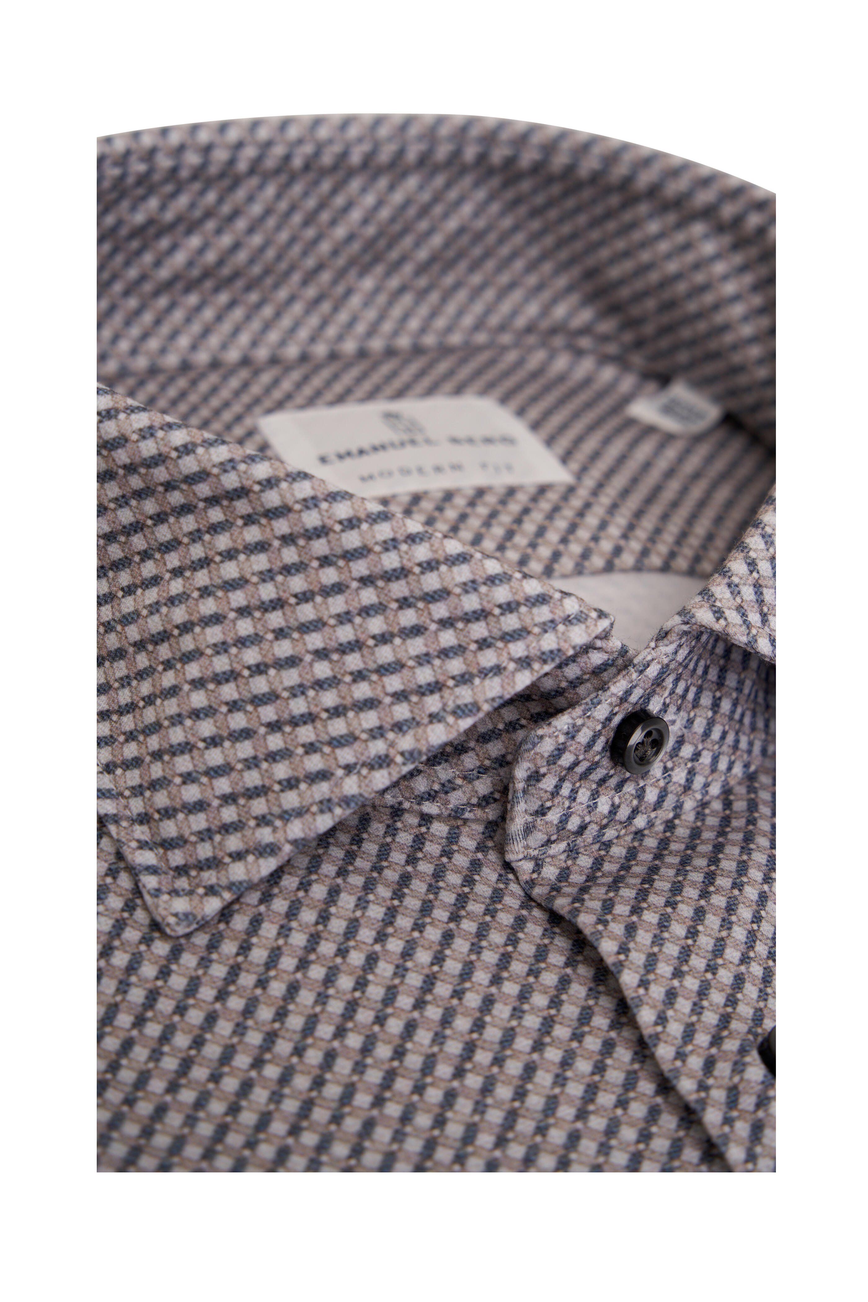 Emanuel Berg - Byron Gray Geometric 4Flex Jersey Button Down