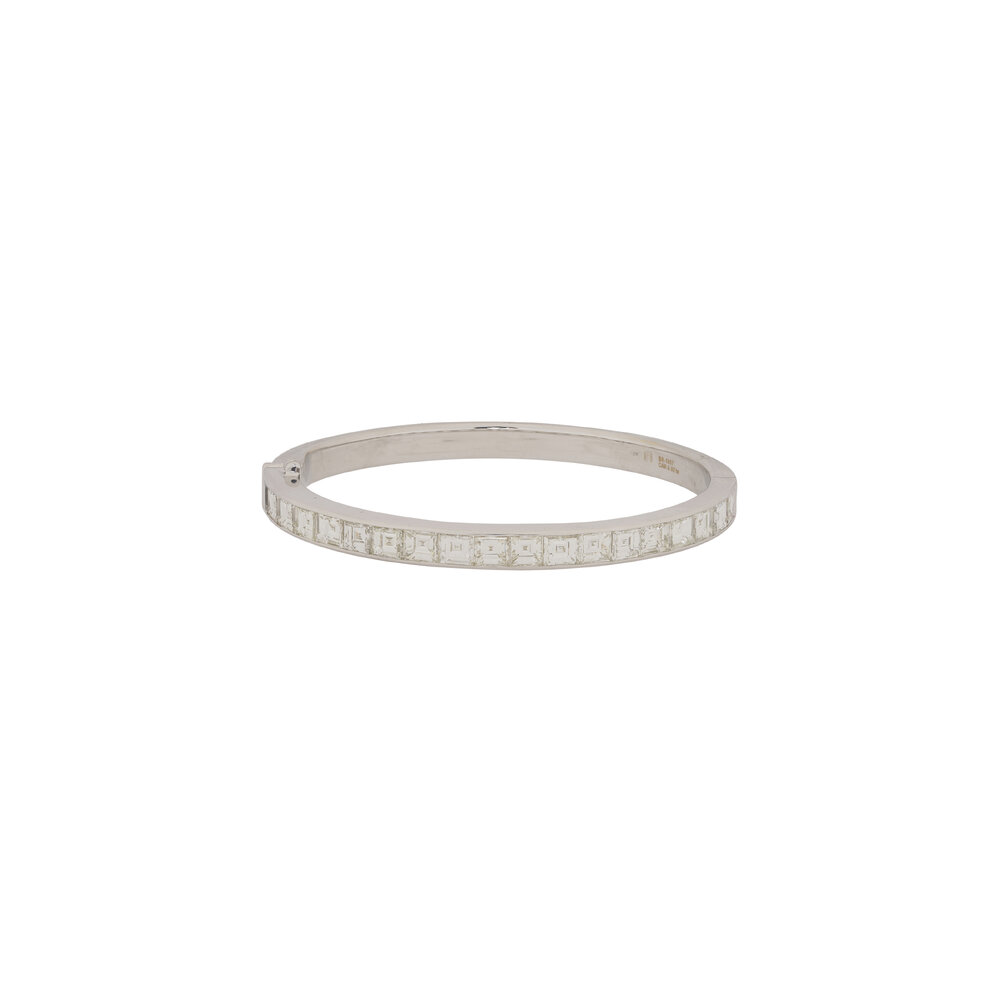 Rahaminov - 18k White Gold Carre Diamond Bangle | Mitchell Stores