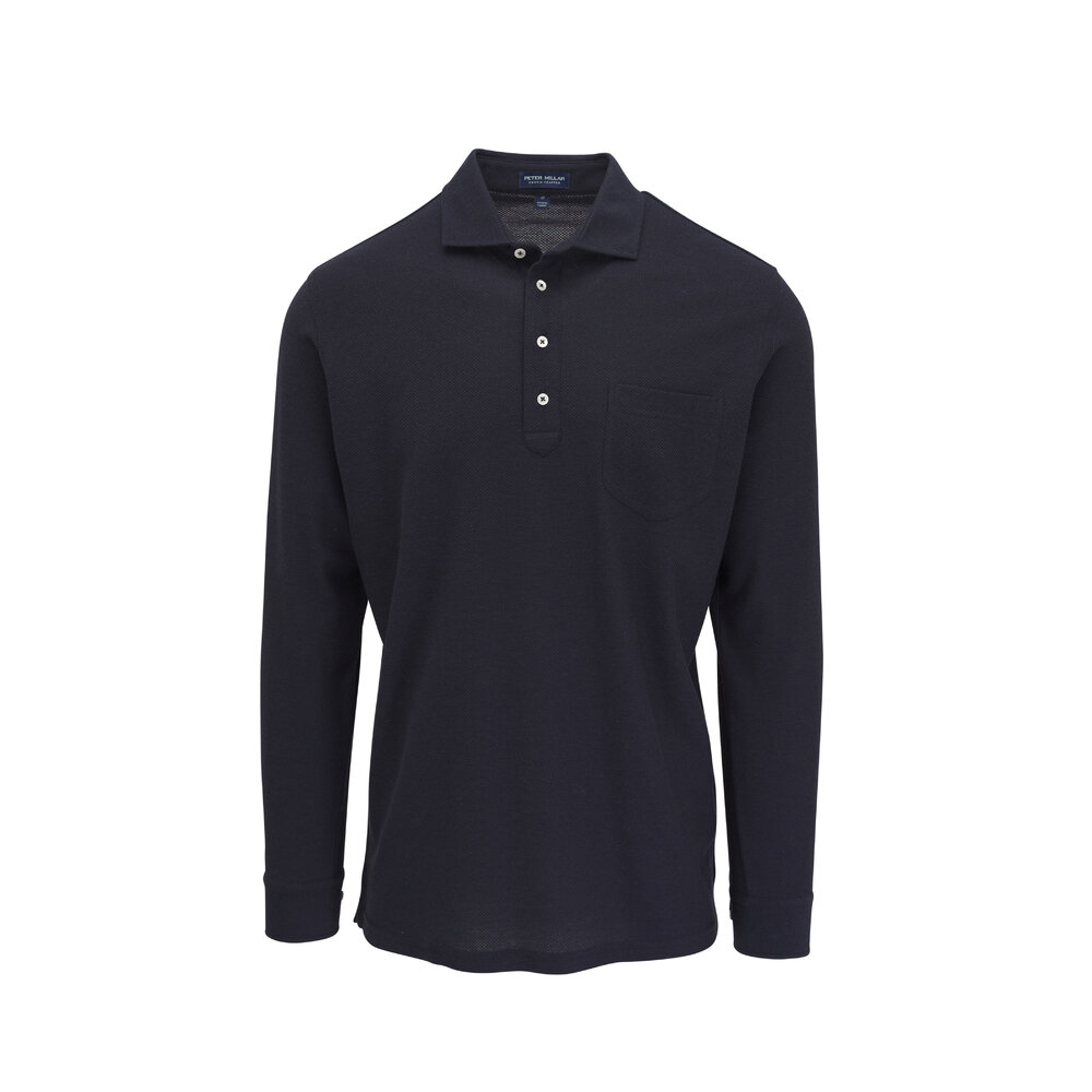 Peter Millar - Ramble Navy Long Sleeve Polo | Mitchell Stores