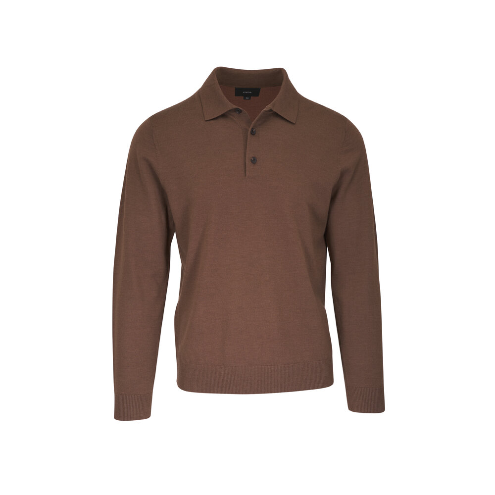 Vince - Light Vicuna Wool Long Sleeve Polo Sweater