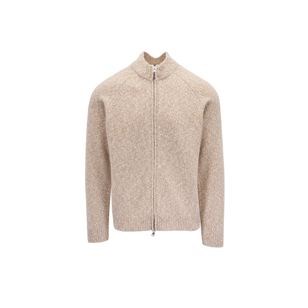 Peter Millar - Lyle Camel Wool Full Zip Sweater | Mitchell Stores