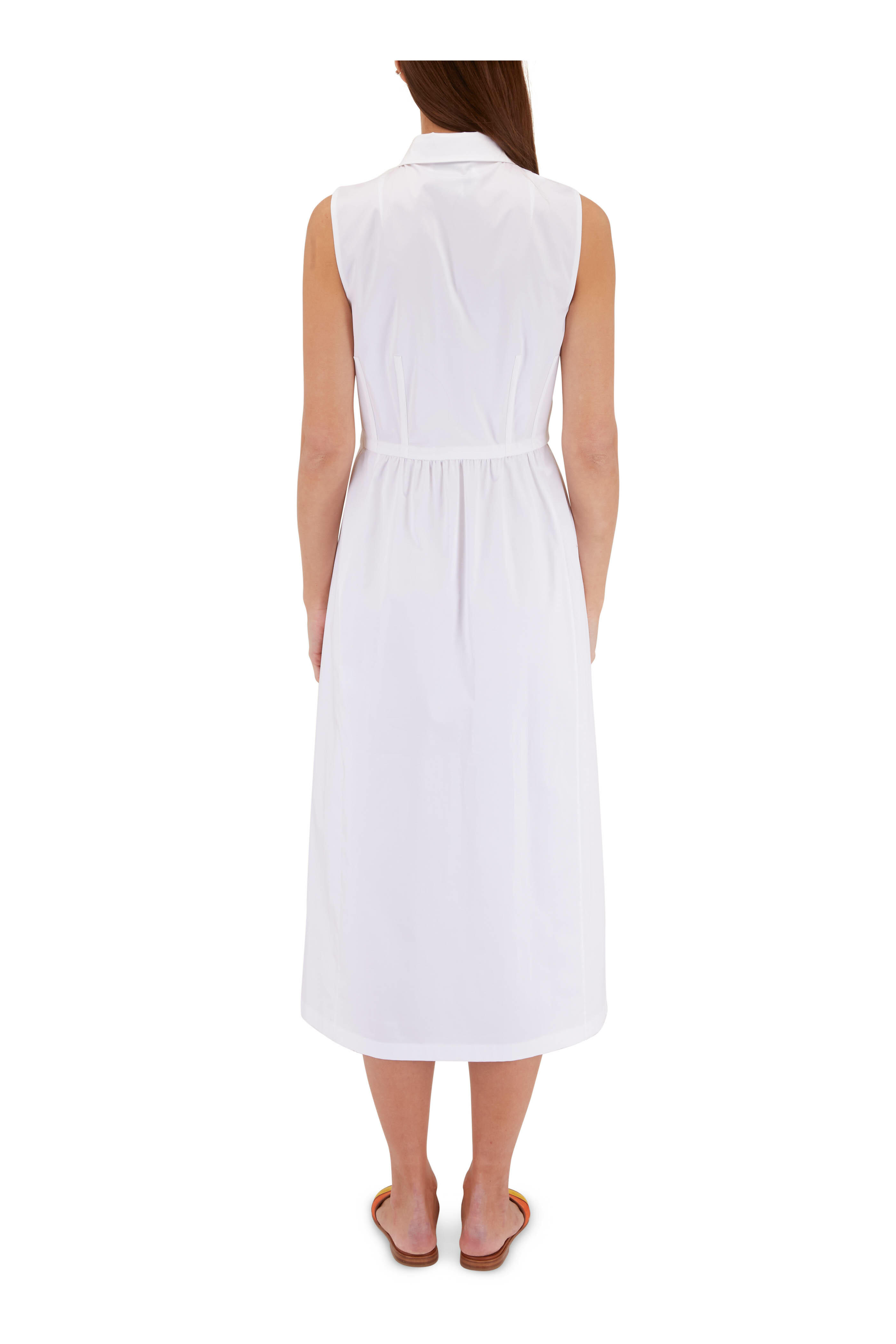 Akris - White Cotton Apron Skirt Sleeveless Midi Dress