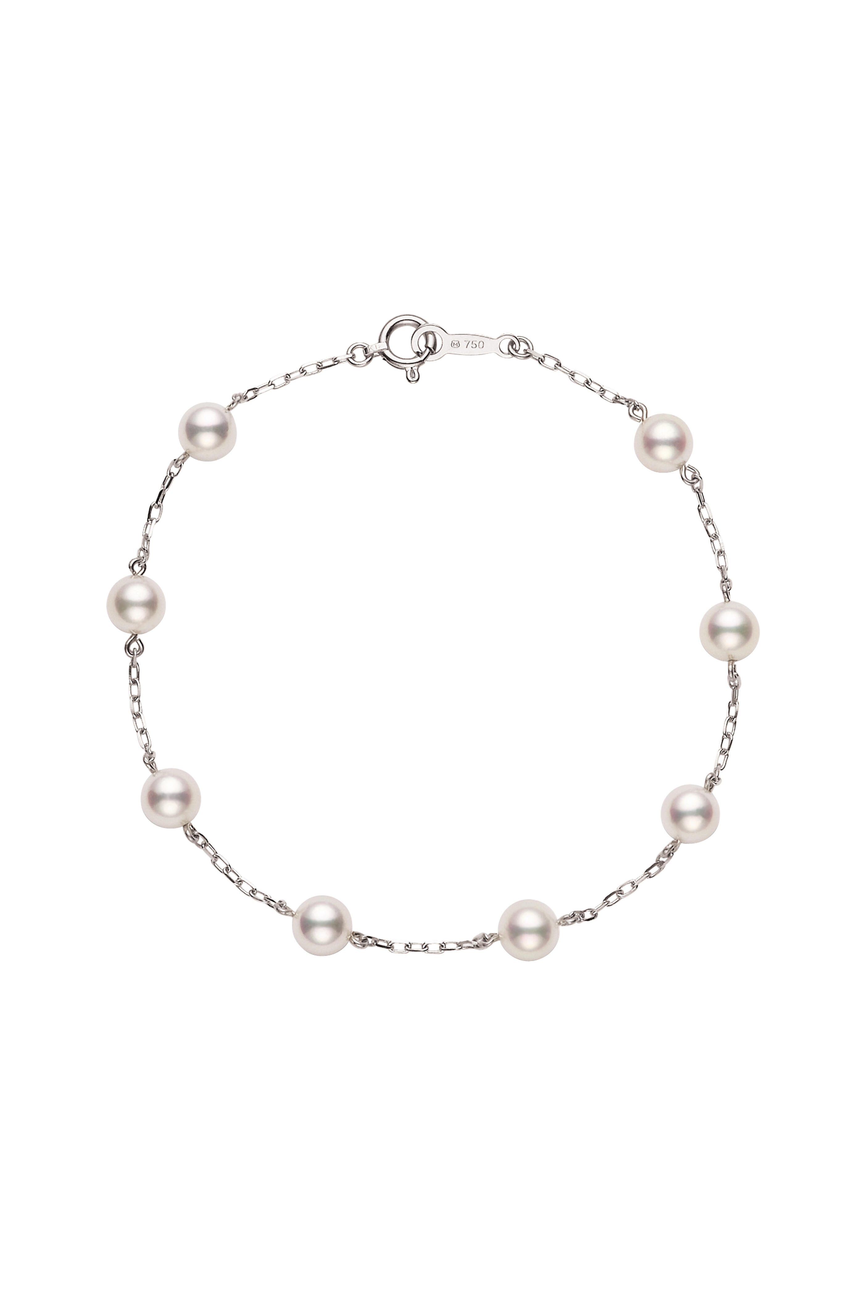 Mikimoto - White Gold Chain Pearl Bracelet | Mitchell Stores