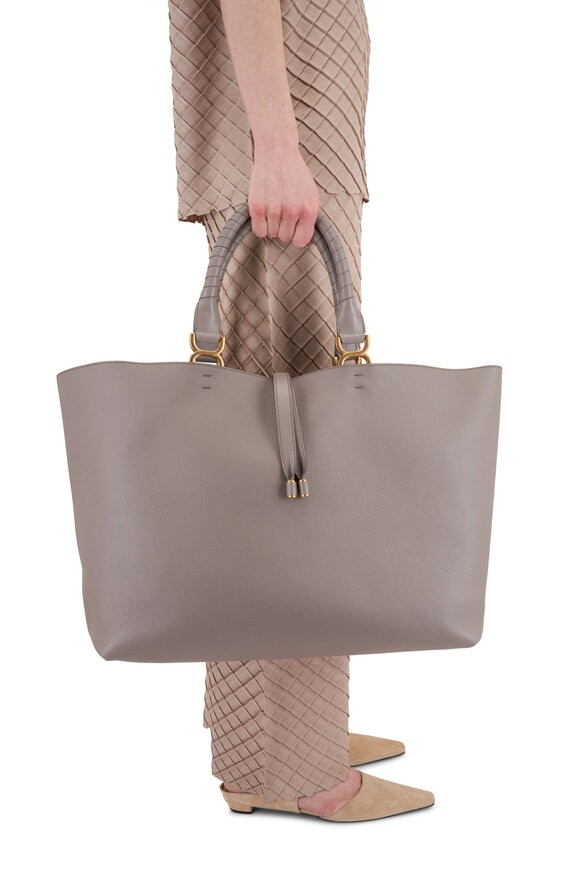 Chloé - Marcie Cashmere Gray Leather Large Tote Bag