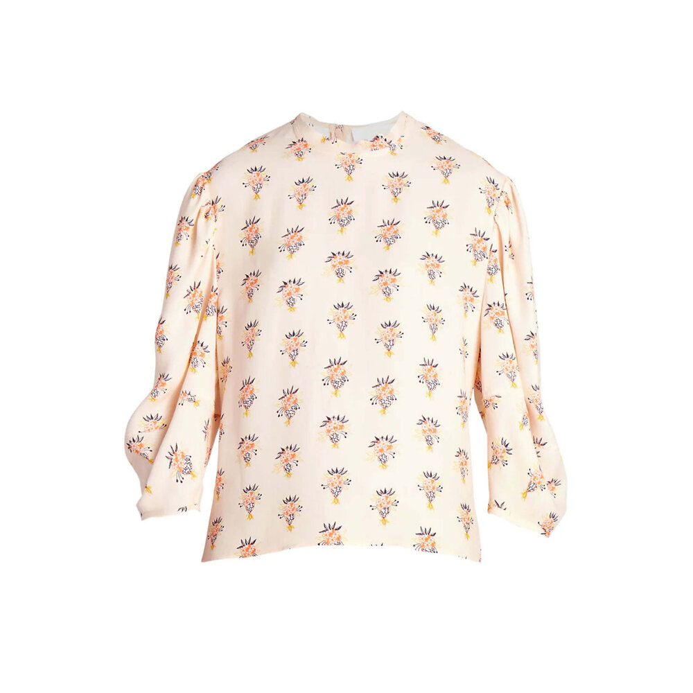 Chloé - Wild Pink Bouquet Print Crepe Top | Mitchell Stores