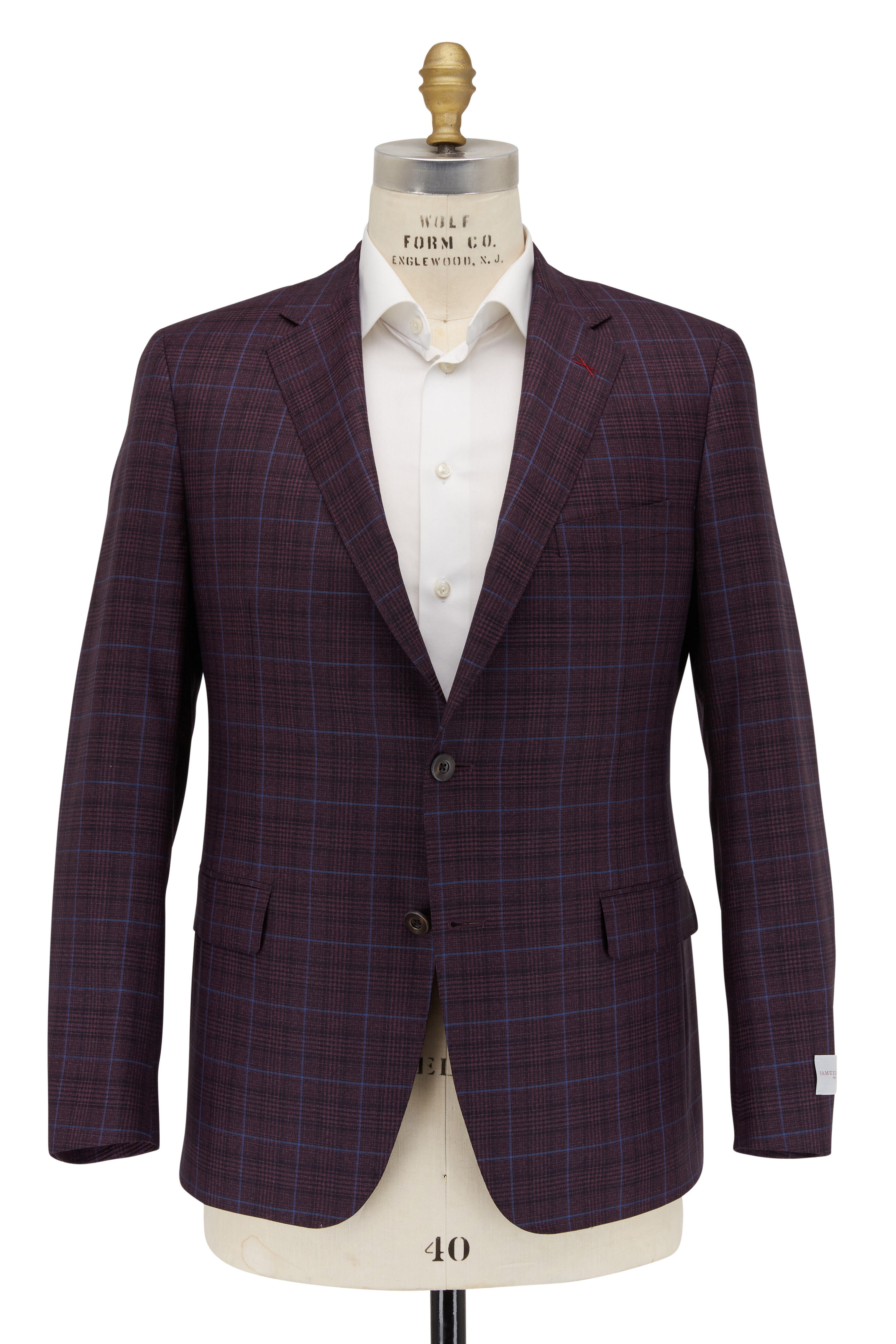 Samuelsohn - Wine & Blue Plaid Wool Sportcoat | Mitchell Stores
