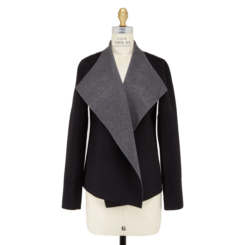 Kinross - Black Wool & Cashmere Reversible Jacket