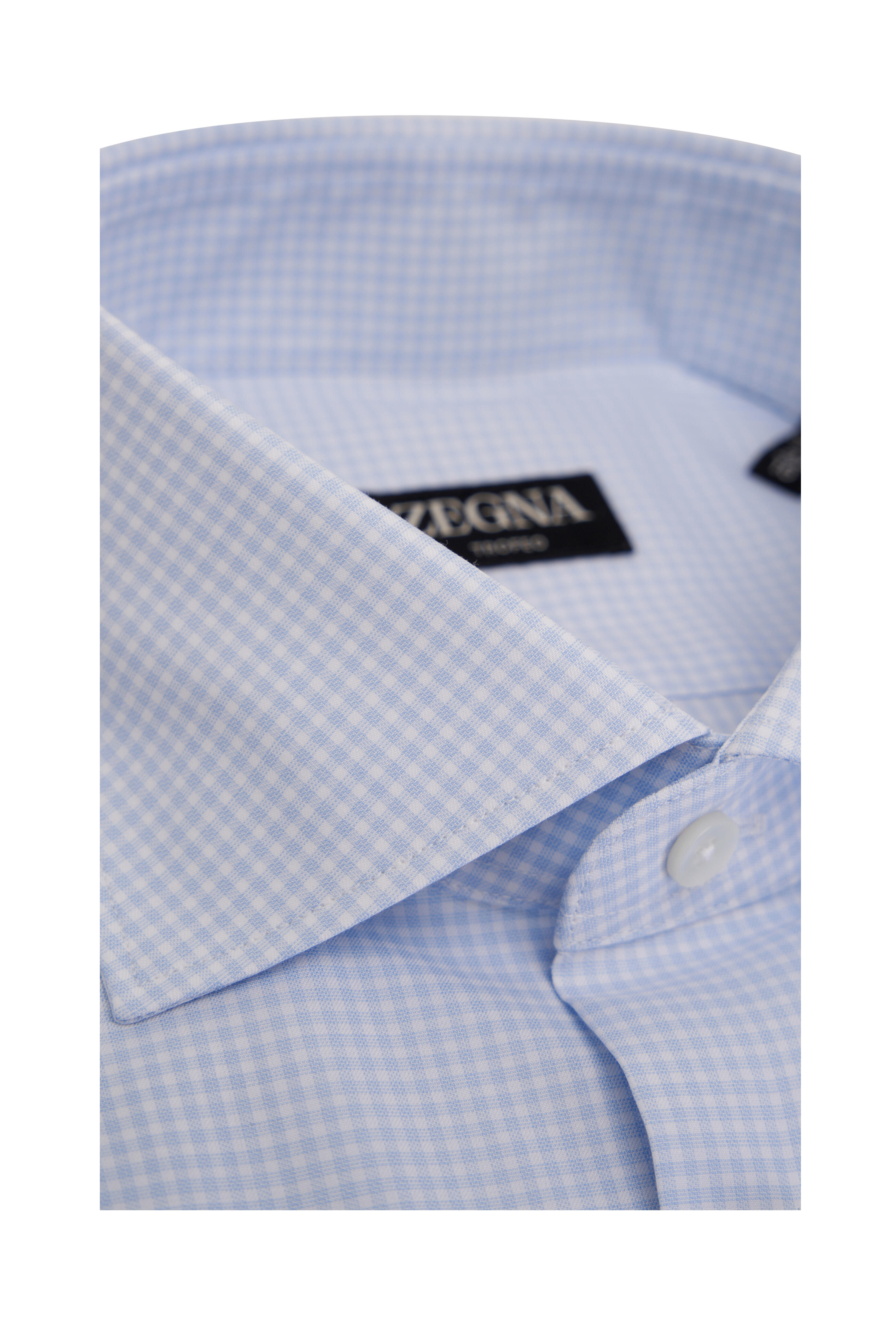 Zegna - Light Blue Check Dress Shirt | Mitchell Stores
