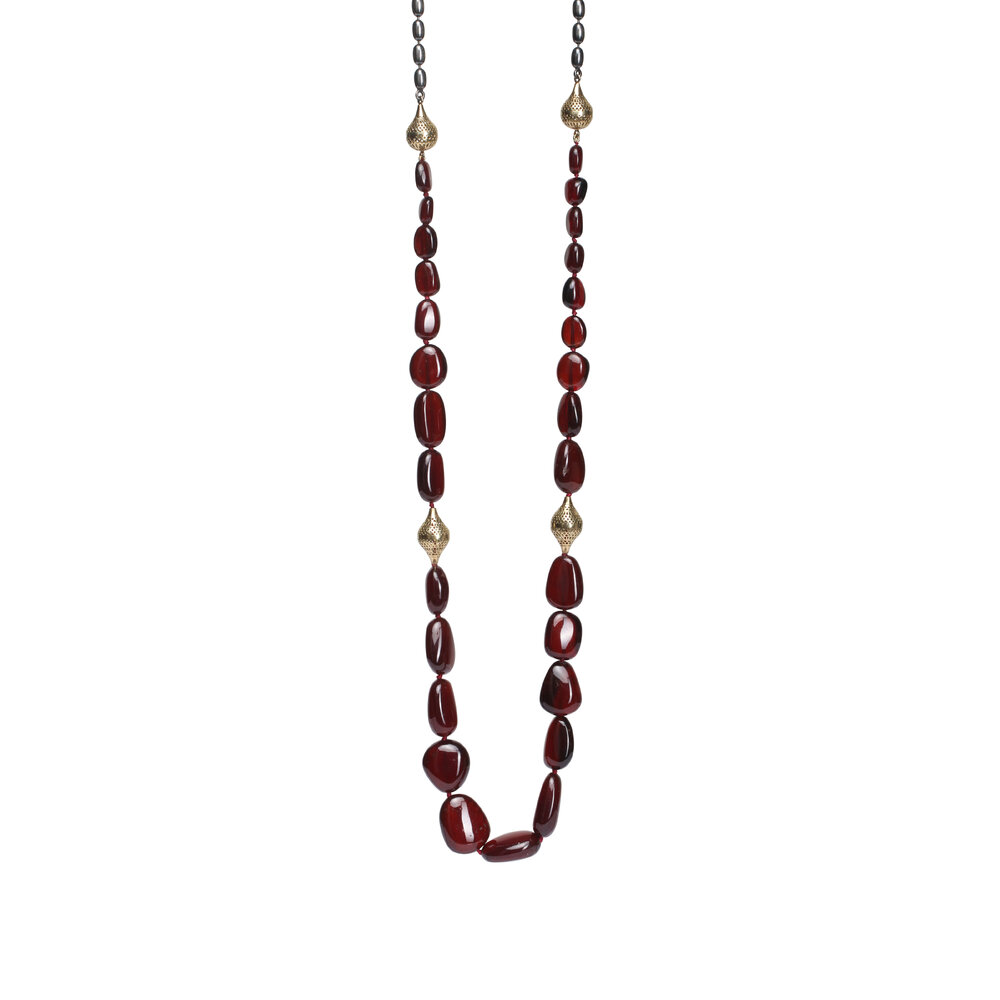 Ray Griffiths - Garnet Amphoras & Sterling Silver Necklace