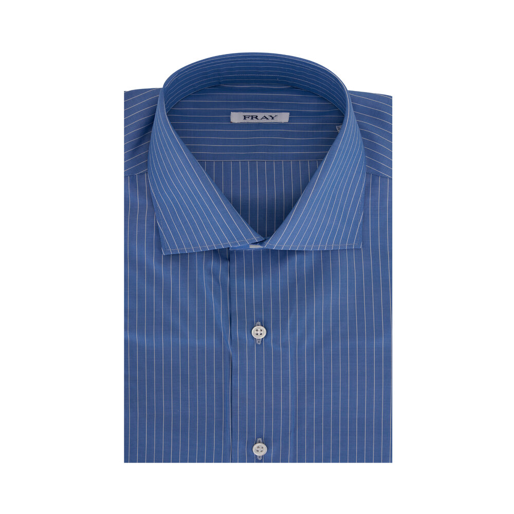 Fray - Blue Pinstripe Cotton Dress Shirt | Mitchell Stores
