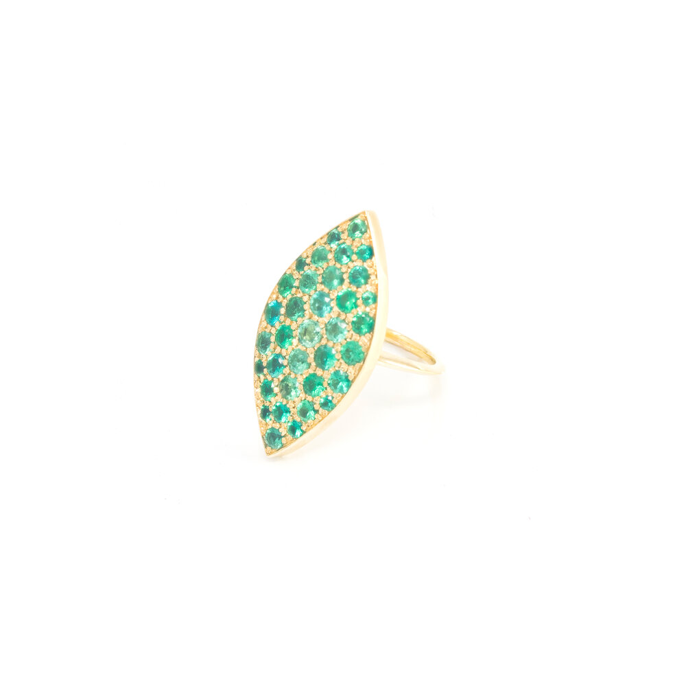 Jenna Blake - 18k Yellow Gold Emerald Palm Leaf Ring