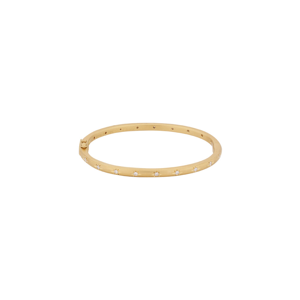 Caroline Ellen - Star Set Diamond Narrow Hinged Bangle