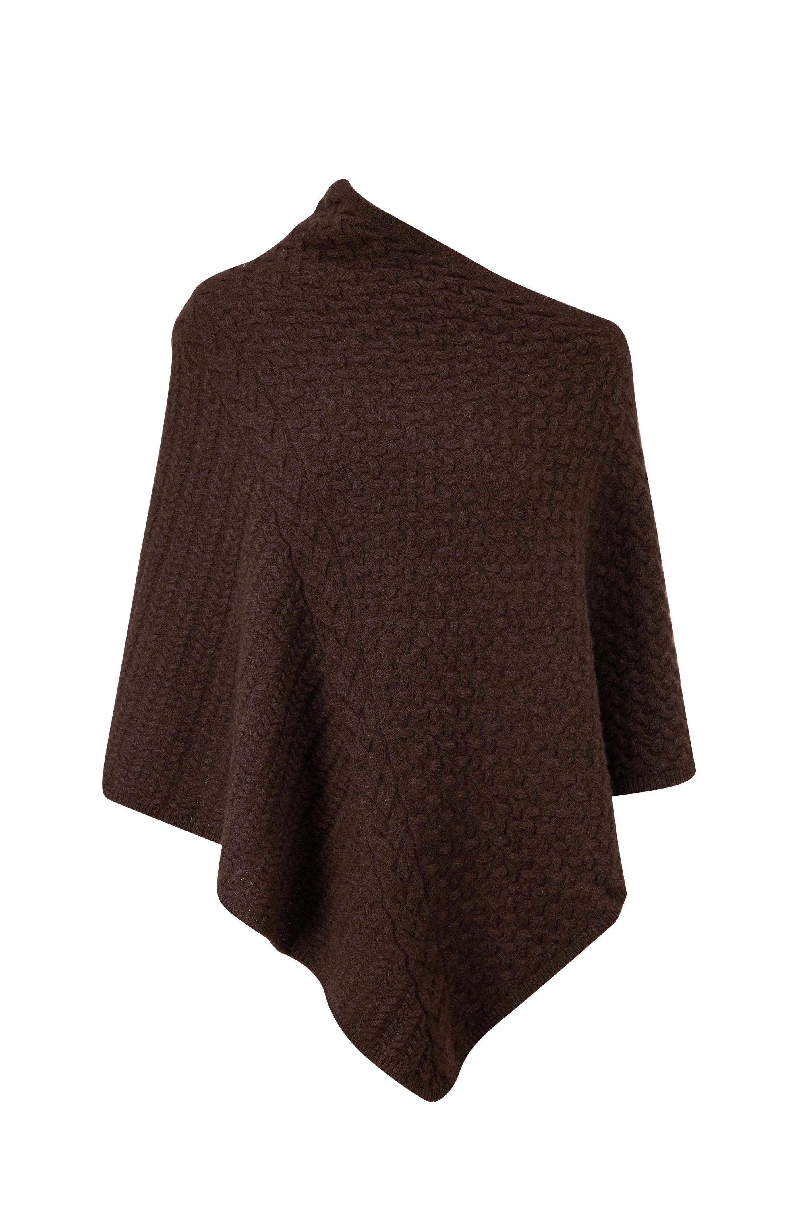 Kinross - Café Cashmere Cable Knit Poncho | Mitchell Stores