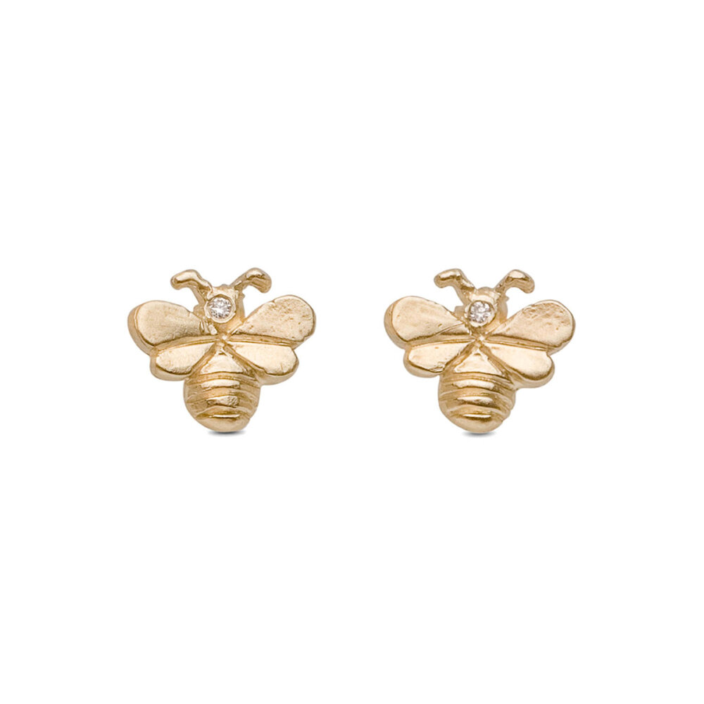 Victoria Cunningham Jewelry - Yellow Gold Diamond Bee Stud Earrings