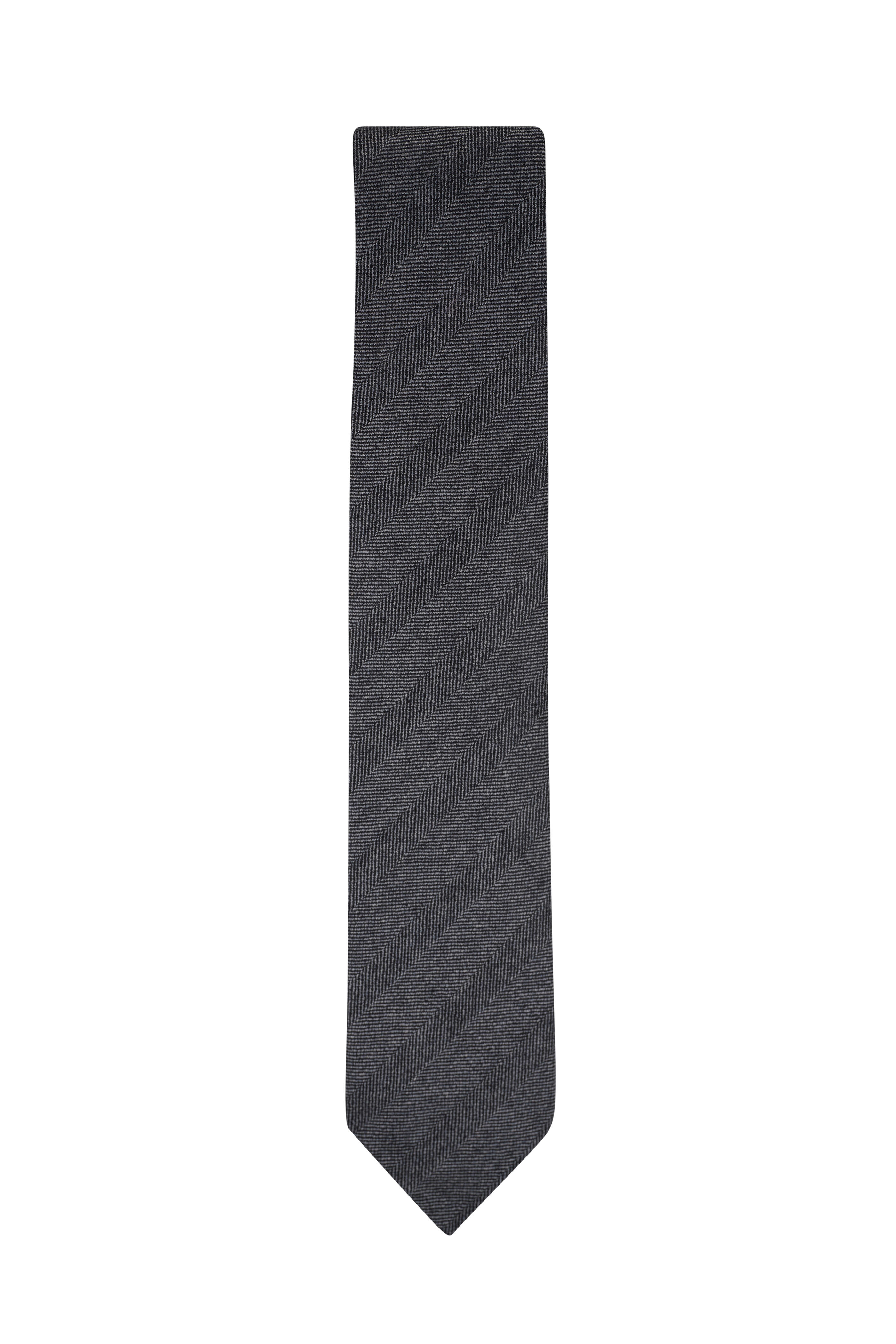 Brioni - Gray Tonal Striped Silk & Cashmere Necktie