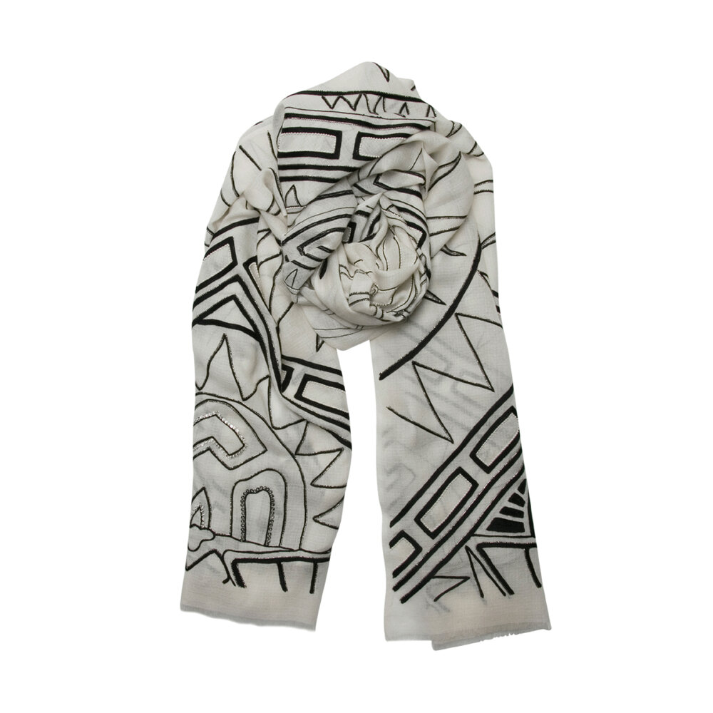 Janavi - Abstract Desires Cashmere Wrap in Ivory