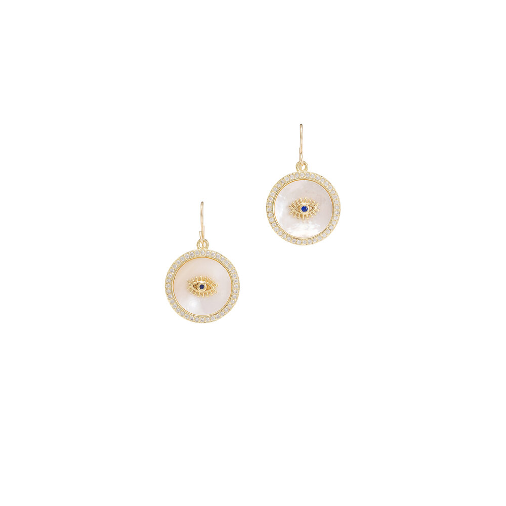 Cristina V. - Mother of Pearl Circle Evil Eye Earring