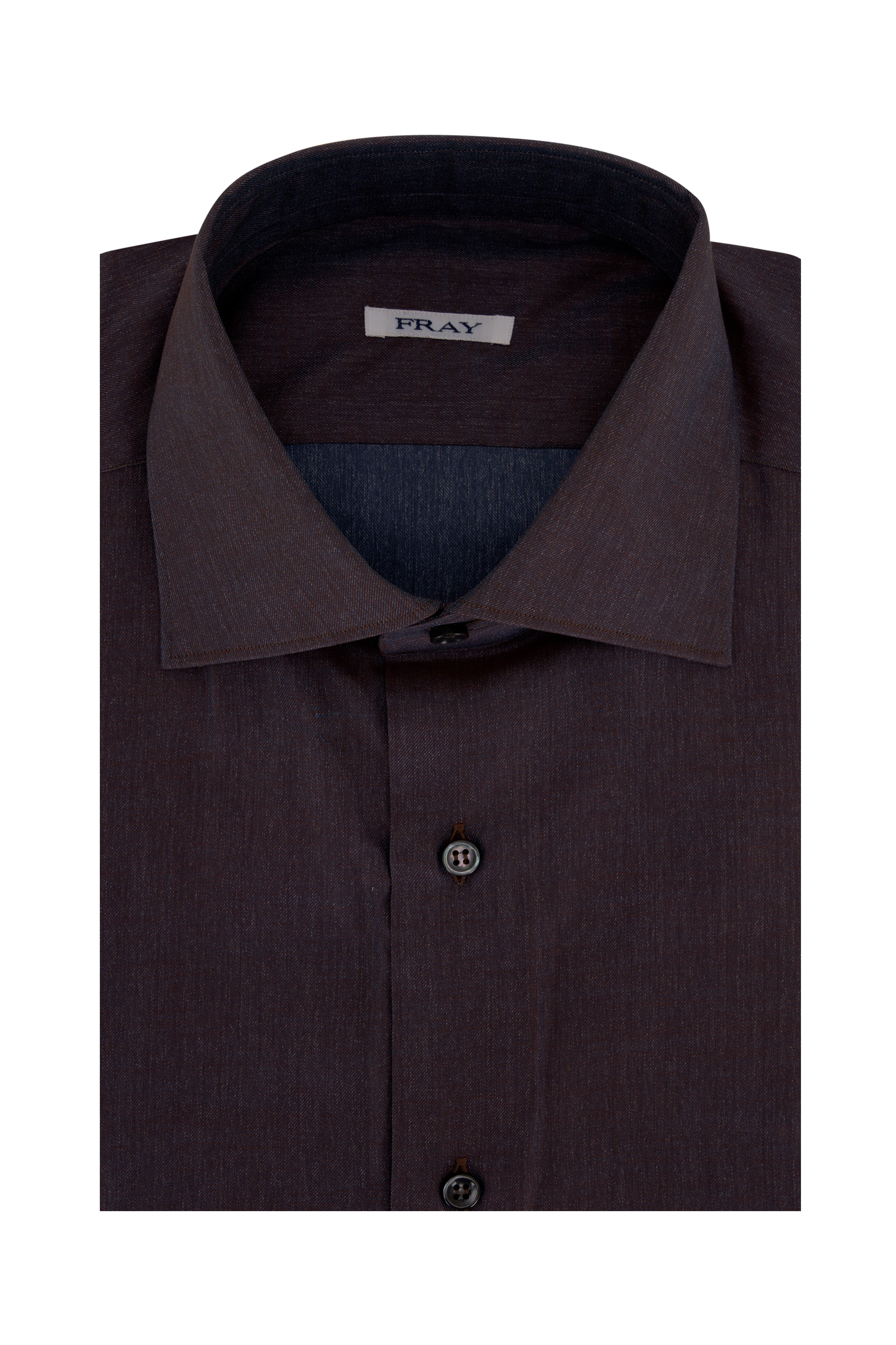 Fray - Brown & Blue Cotton Dress Shirt | Mitchell Stores