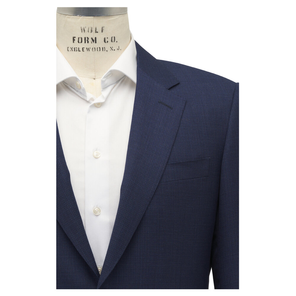 Canali - Blue Micro Check Wool Suit | Mitchell Stores