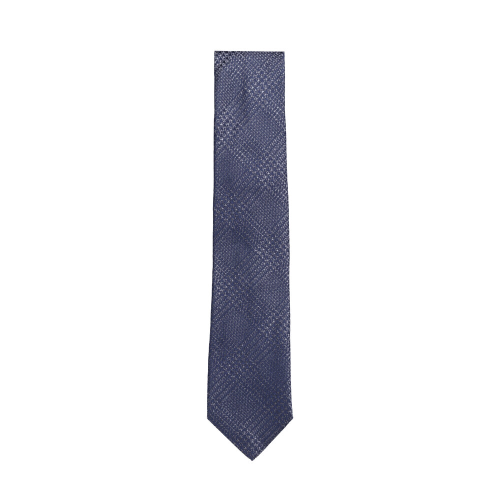 Geoff Nicholson - Grey & Navy Silk Necktie | Mitchell Stores