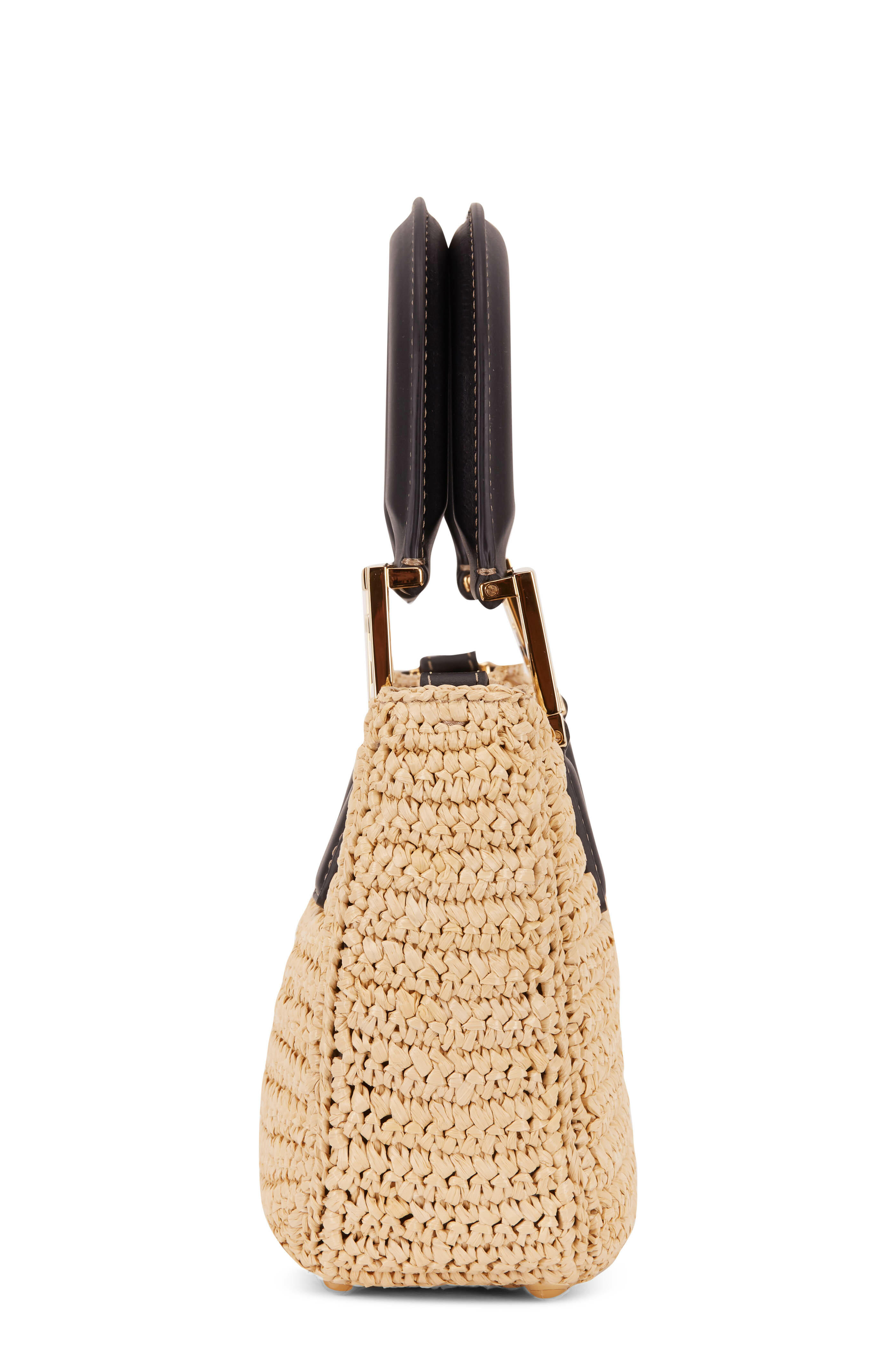 Fendi - Natural Raffia & Leather Trim Mini Tote | Mitchell Stores