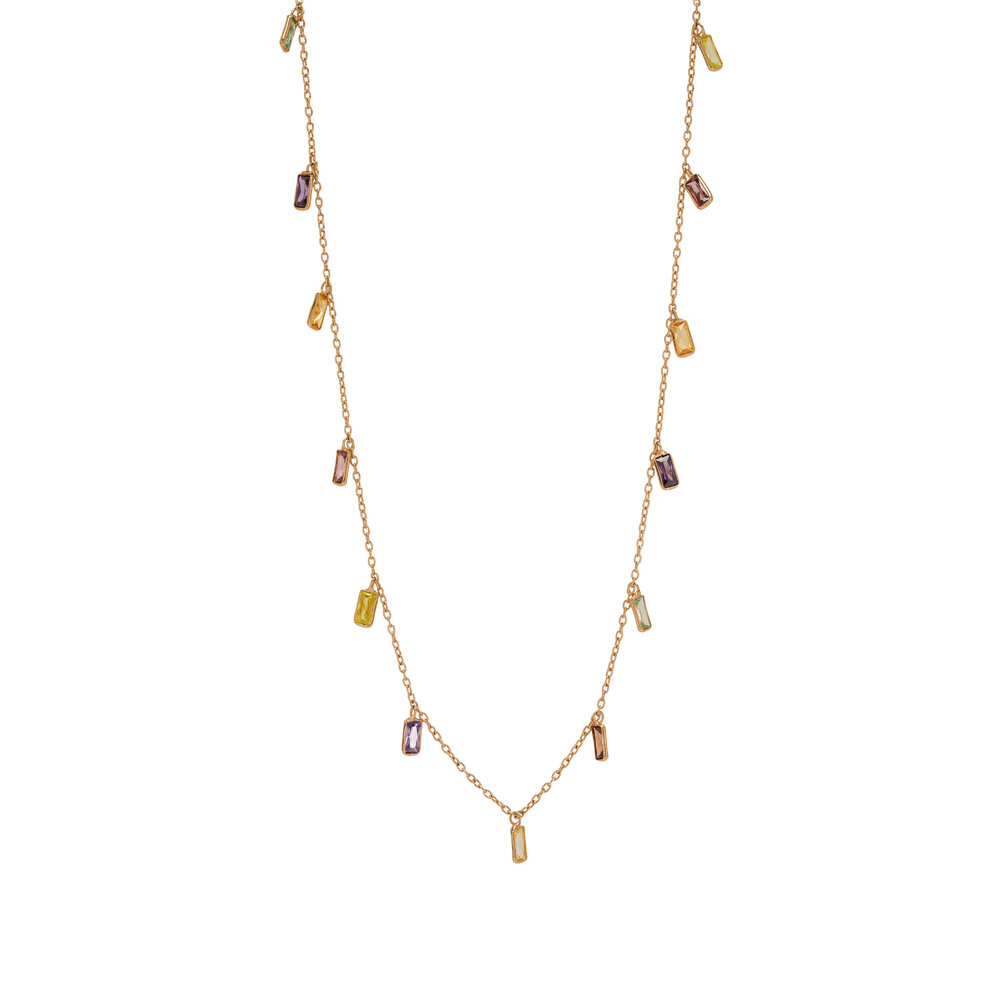 Cristina V. - Multi-Colored Baguette Dangle Chain Necklace