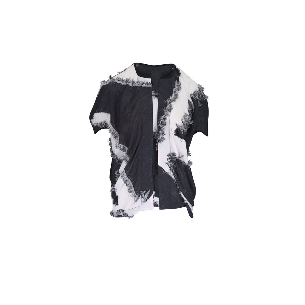 Zero + Maria Cornejo - Koya Black & White Fringe Coupe Shrug Jacket