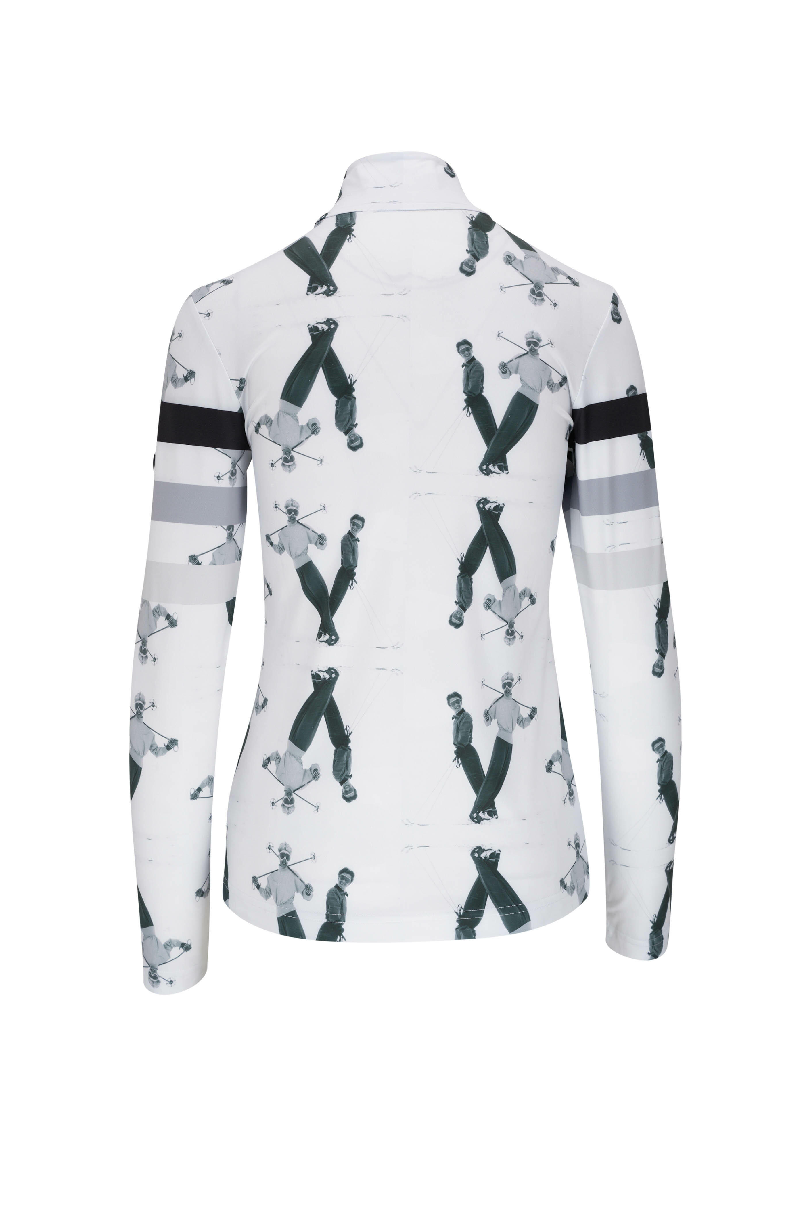 Bogner - Beline Gray & White Ski Print Zig Zag Quarter Zip