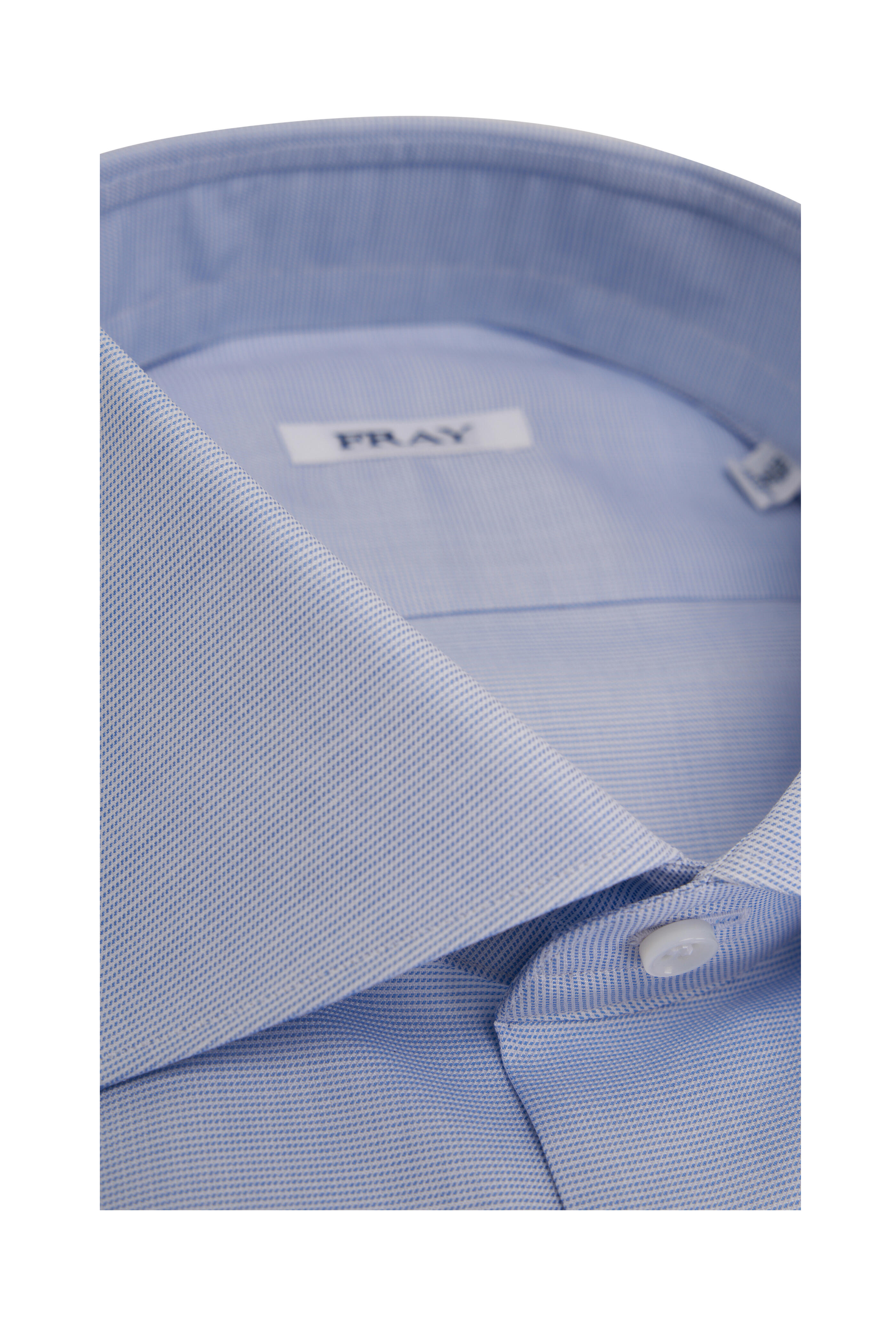 Fray - Blue Pindot Cotton Dress Shirt | Mitchell Stores