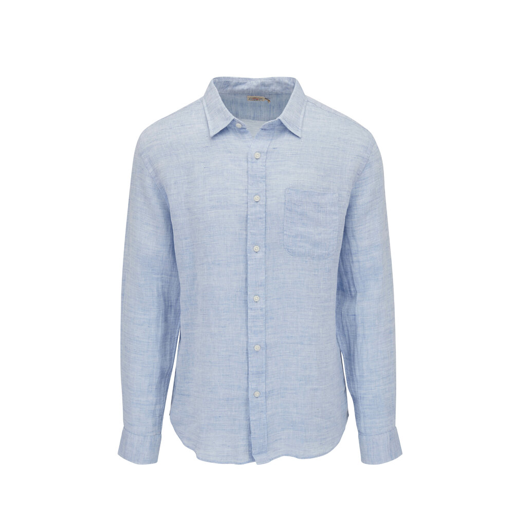 Faherty Brand - Linen Laguna Light Blue Melange Sport Shirt