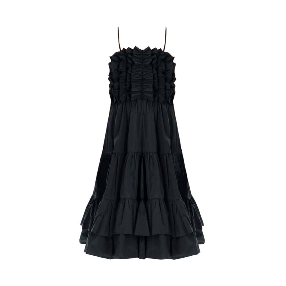MSGM - Black Ruffle Midi Dress | Mitchell Stores