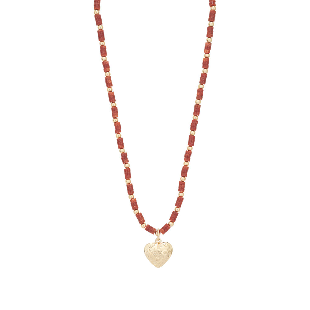 Cristina V. - Sunstone Barrel Pendant Heart Necklace