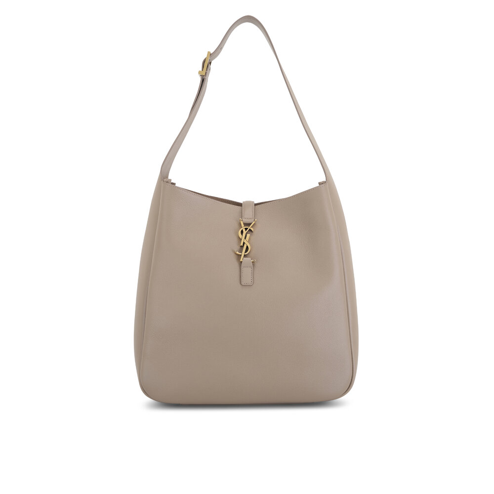 Saint Laurent - Le 5A7 Large Gray Leather Shoulder Hobo Bag